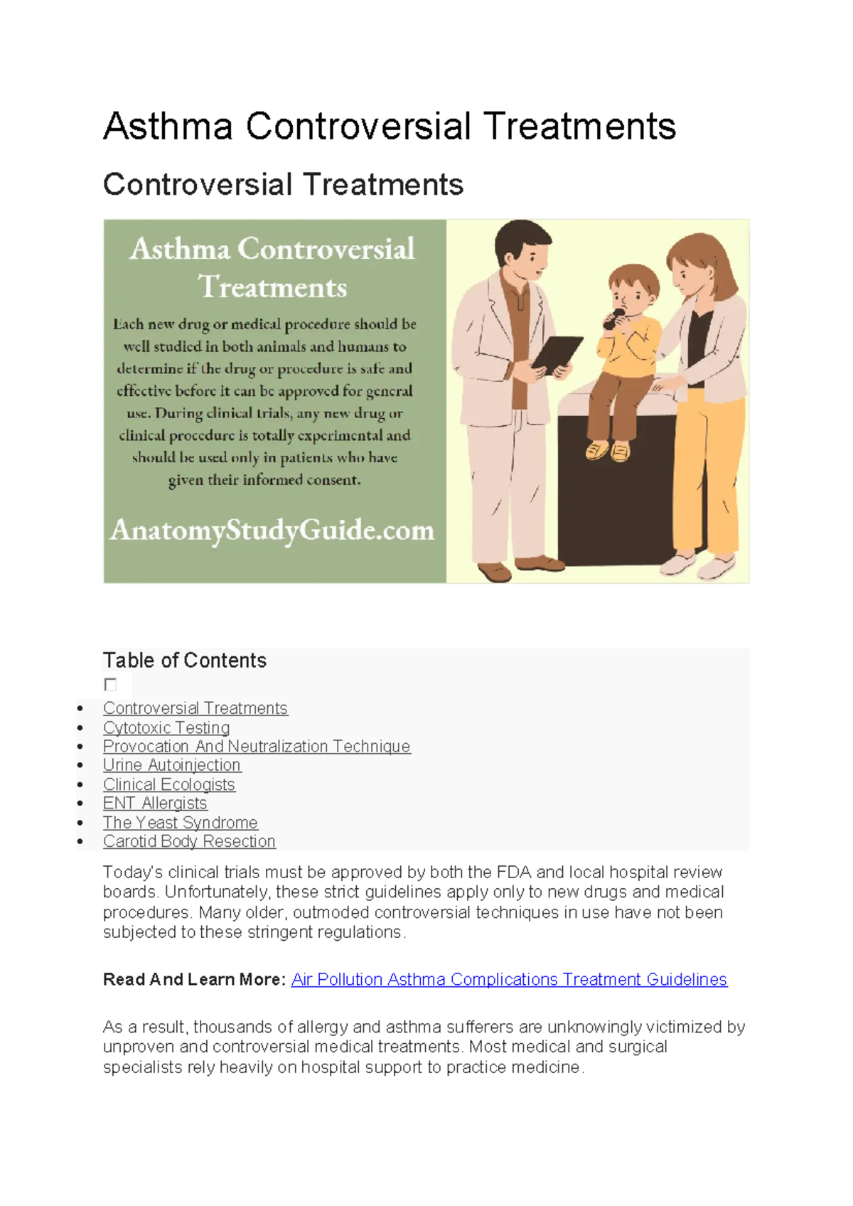 Asthma Controversial Treatments - Asthma Controversial Treatments Controversial Treatments Table ...
