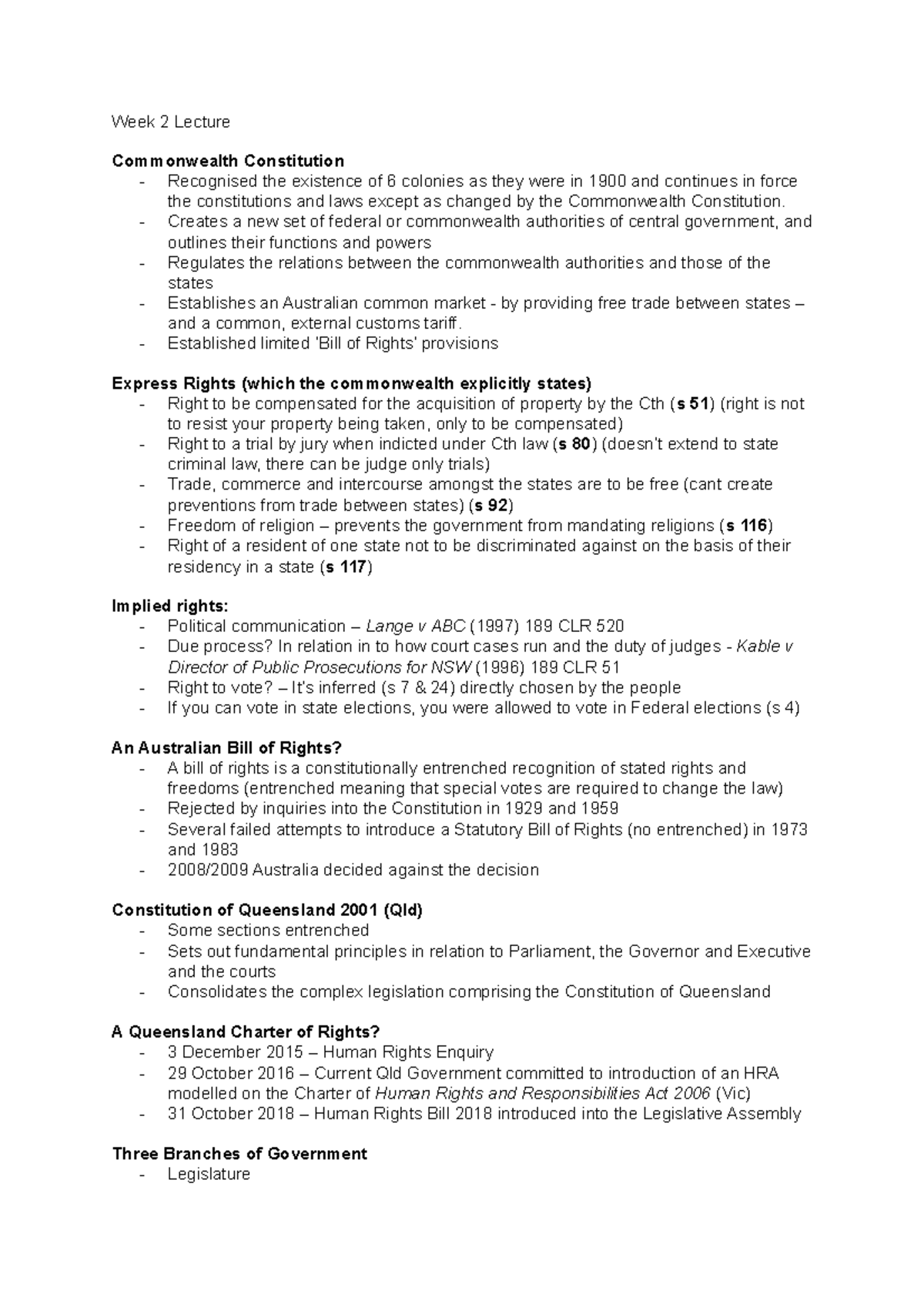 LLB101 - Lecture Week 2 - Week 2 Lecture Commonwealth Constitution ...