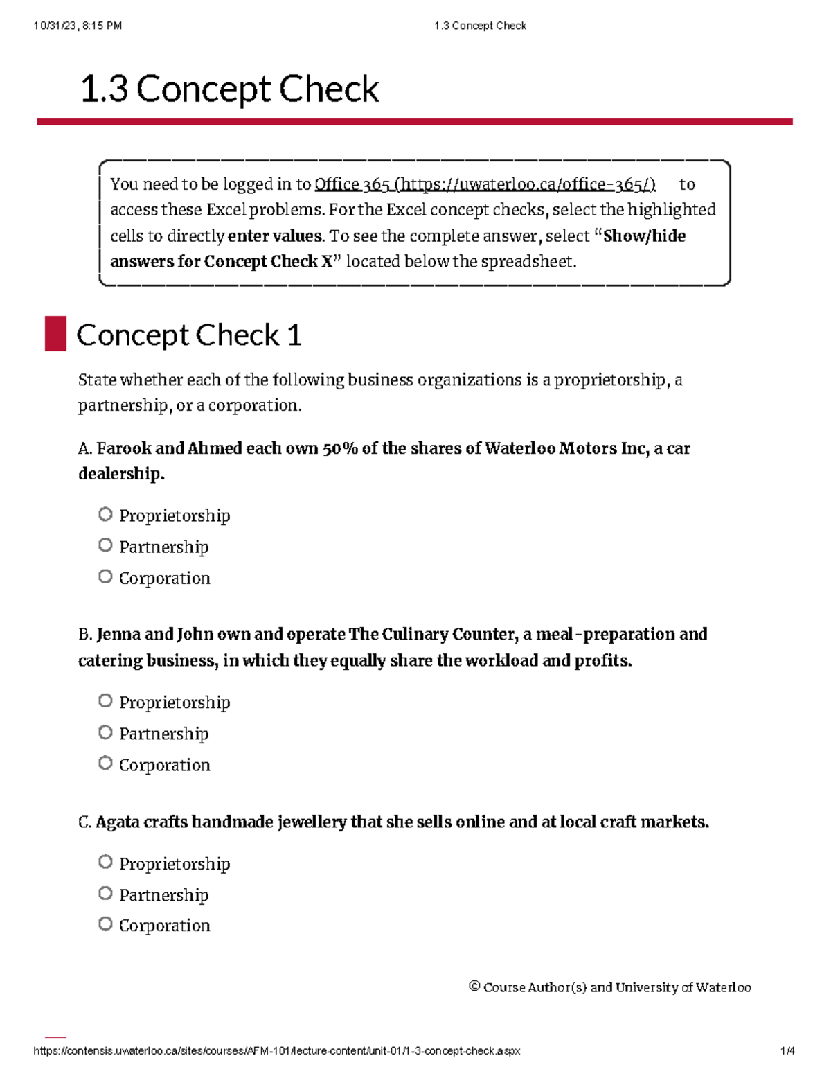 1.3 Concept Check - AFM notes Pearson taught - 1 Concept Check You need ...