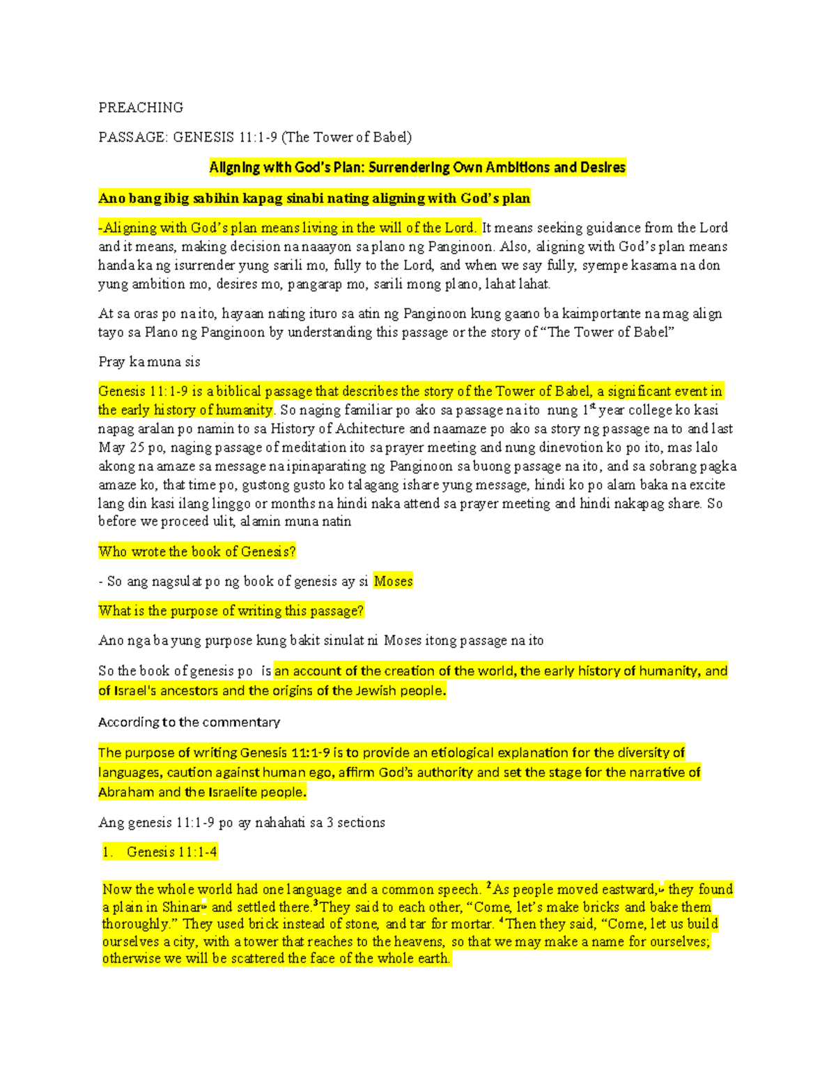 Preaching - PREACHING PASSAGE: GENESIS 11:1-9 (The Tower of Babel ...