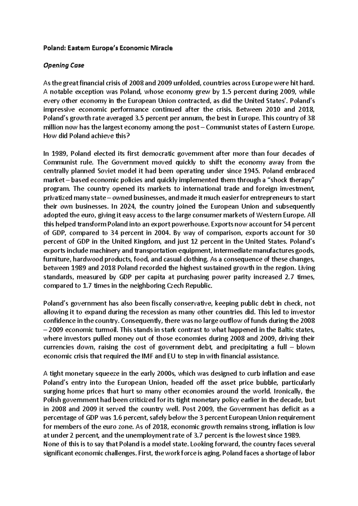 Poland: Eastern Europe’s Economic Miracle - Warning: TT: undefined ...