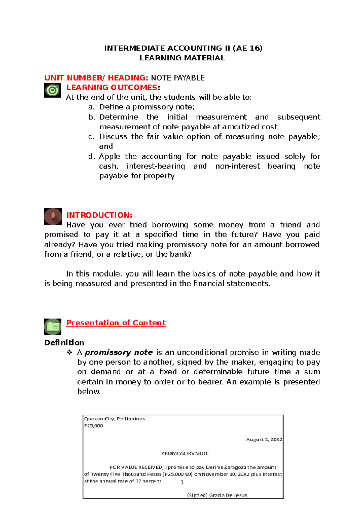 IA2-Module-Note Payable - INTERMEDIATE ACCOUNTING II (AE 16) LEARNING ...