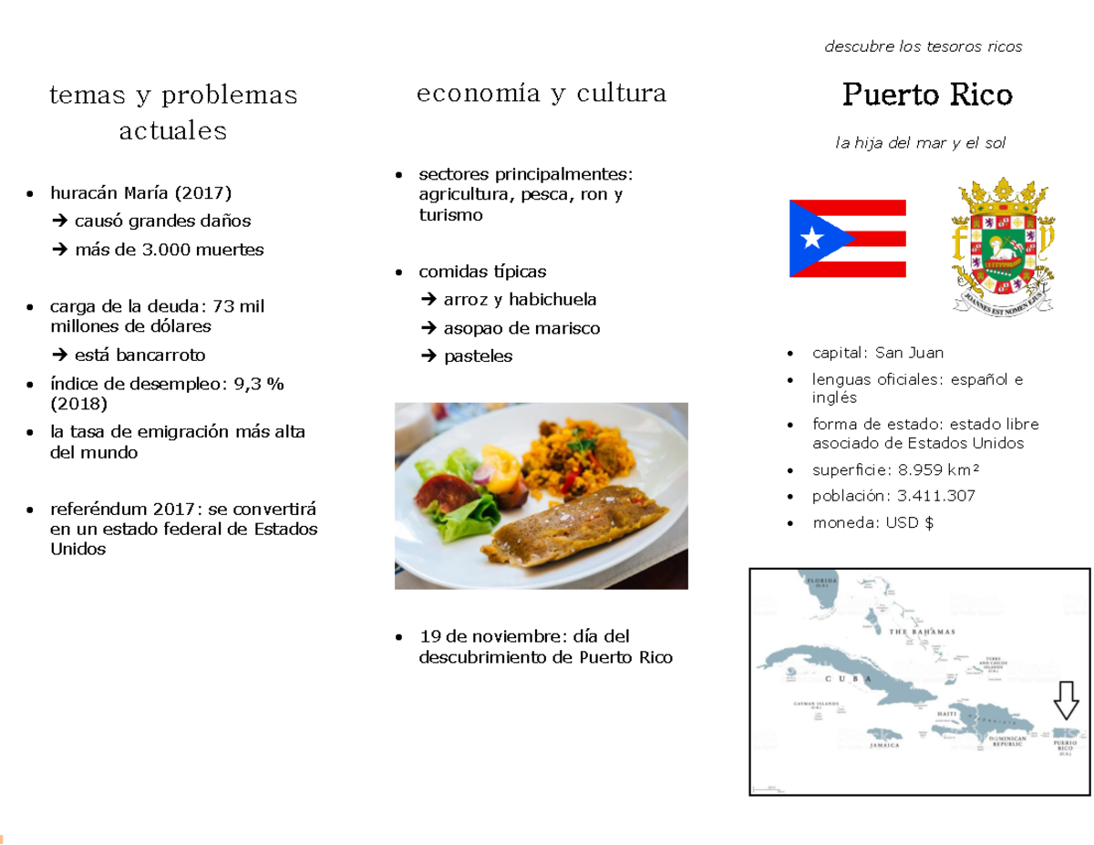 Flyer Puerto Rico - economía y cultura sectores principalmentes ...