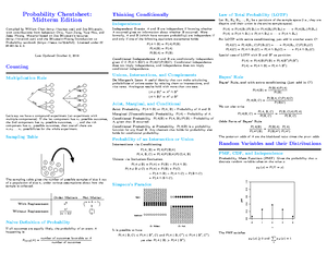 Probability cheatsheet midterm - Probability Cheatsheet: Midterm Edition Compiled by William ...