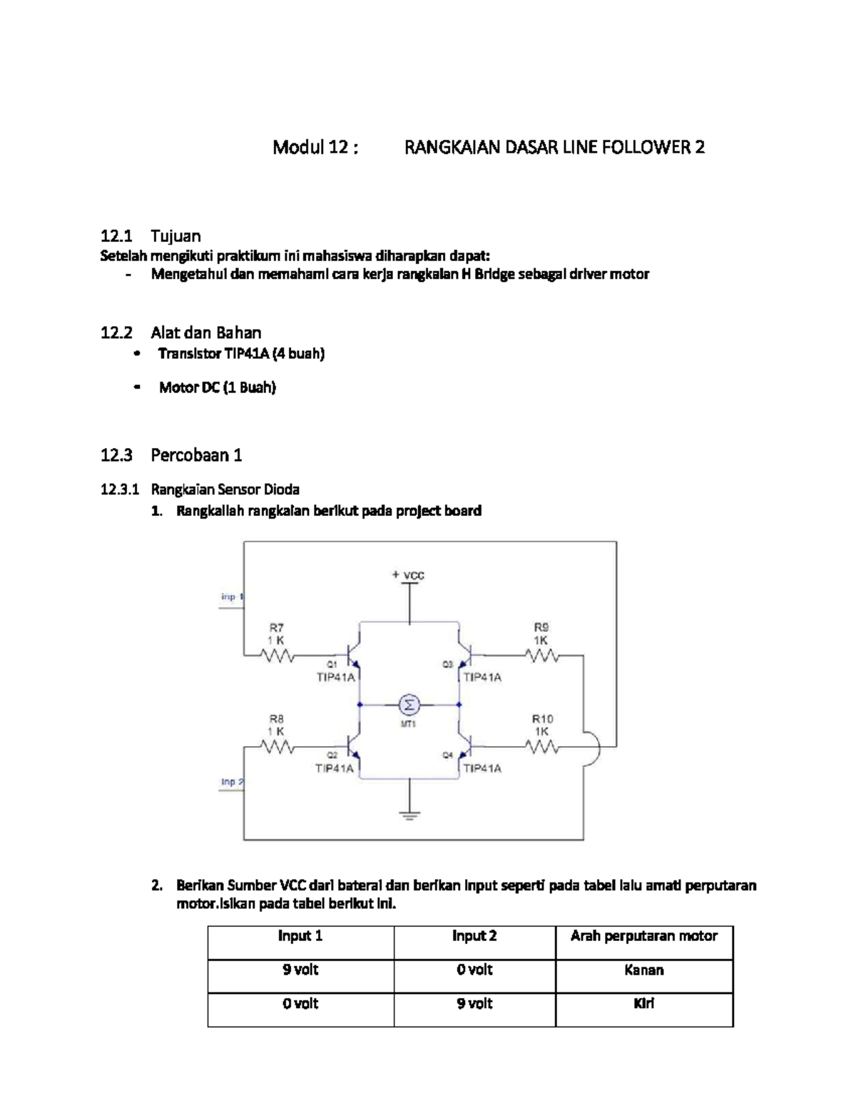 Modul 12 Rangkaian Dasar Line Follower 2 - Mikroelektronika - Studocu