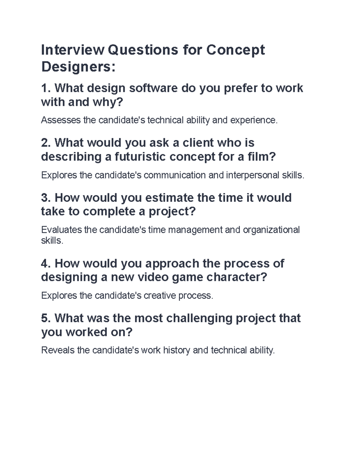 Interview Questions for Concept Designers - What design software do you ...