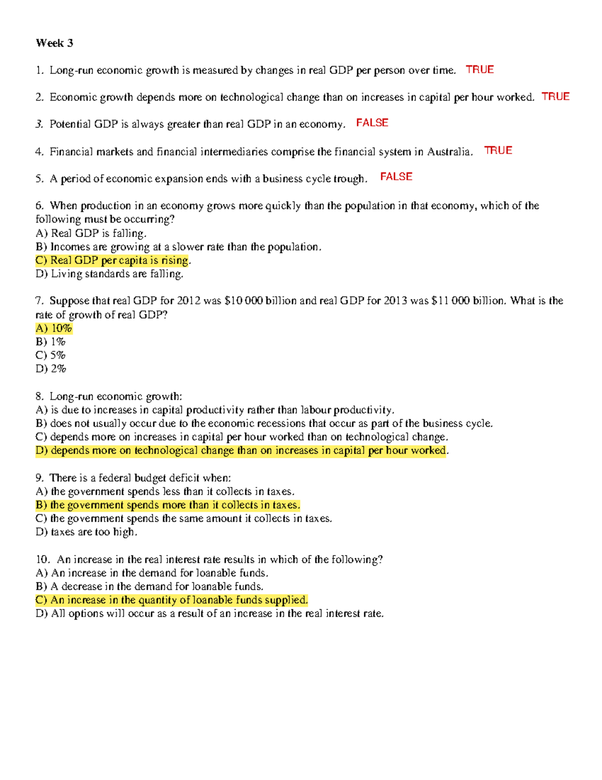 Week 3 - Post-class Quiz Macroeconomics 2021 - Week 3 Long-run economic ...