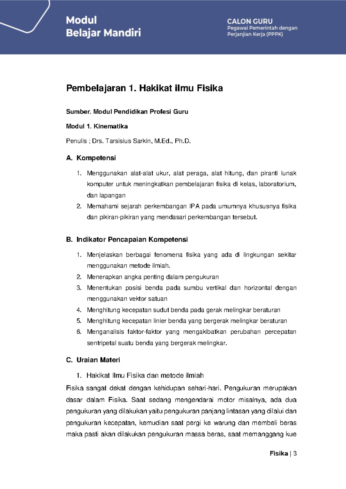 Fisika-PB1 - nateri - Fisika | 3 Pembelajaran 1. Hakikat ilmu Fisika ...