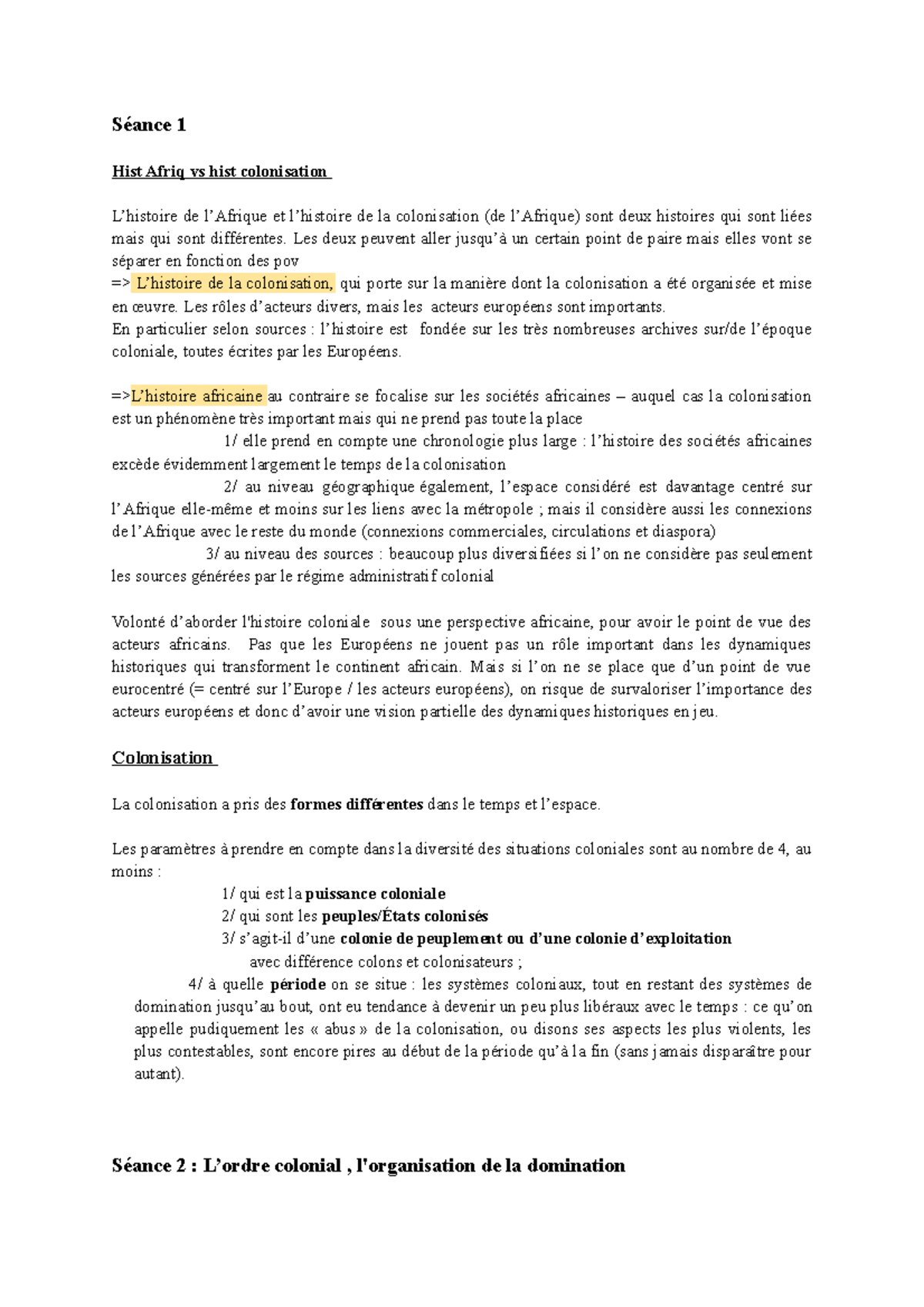 Hist d'Afrique - Cours optionnel de Sorbonne - Séance 1 Hist Afriq vs ...
