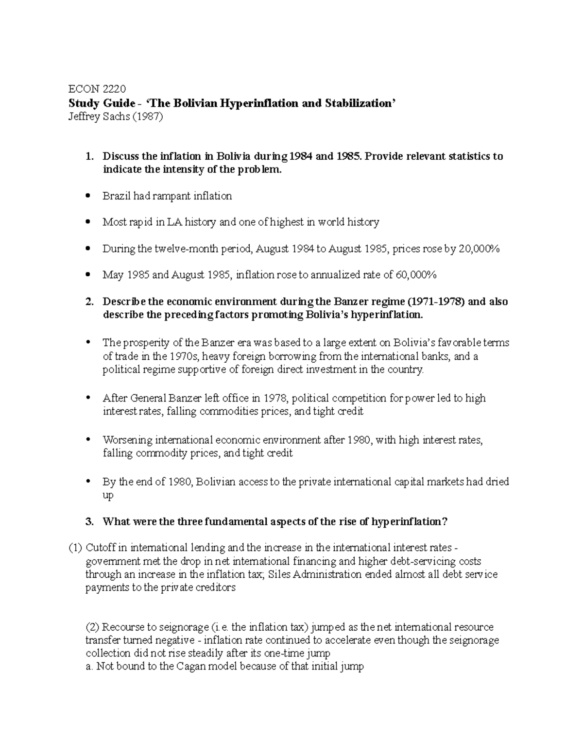 ECON 2220 Hyperinflation Study Guide - ECON 2220 Study Guide - ‘The ...