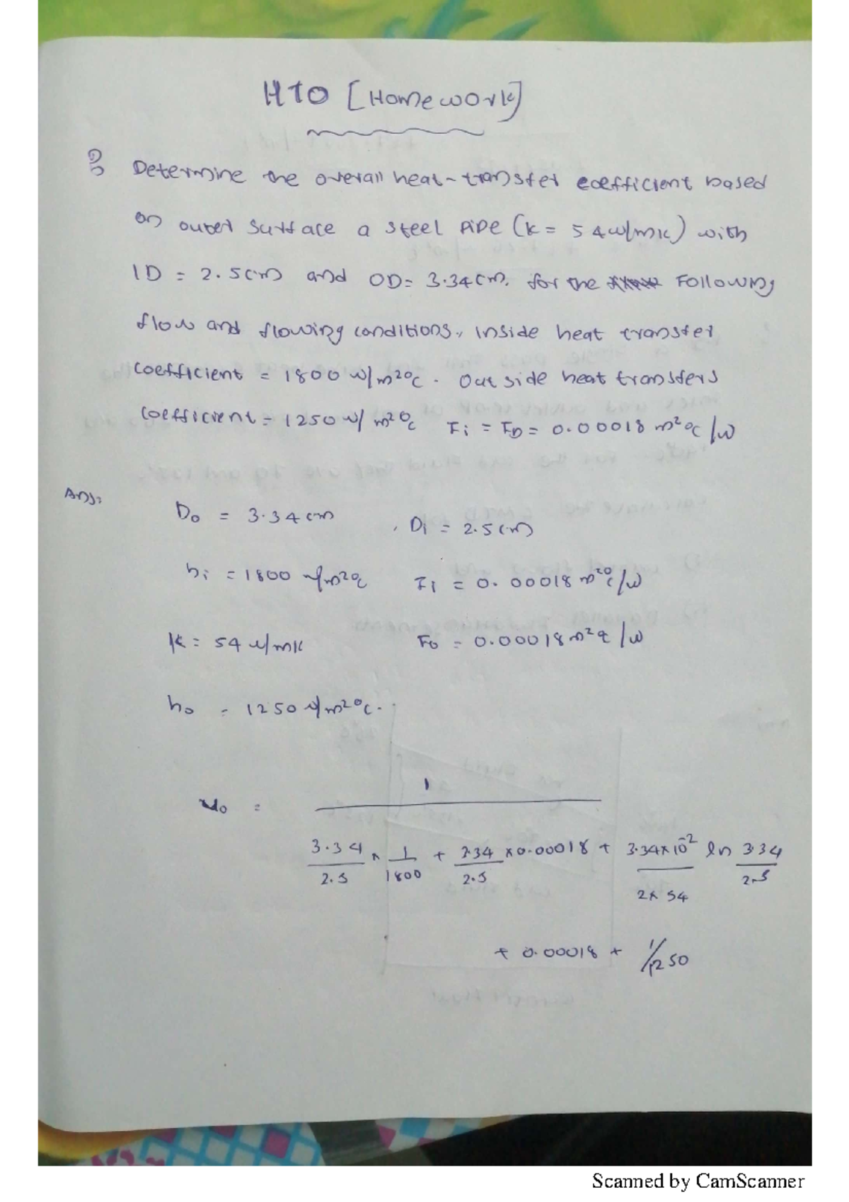 HTO Home work 1 - Useful - Heat Transfer Operations - Studocu