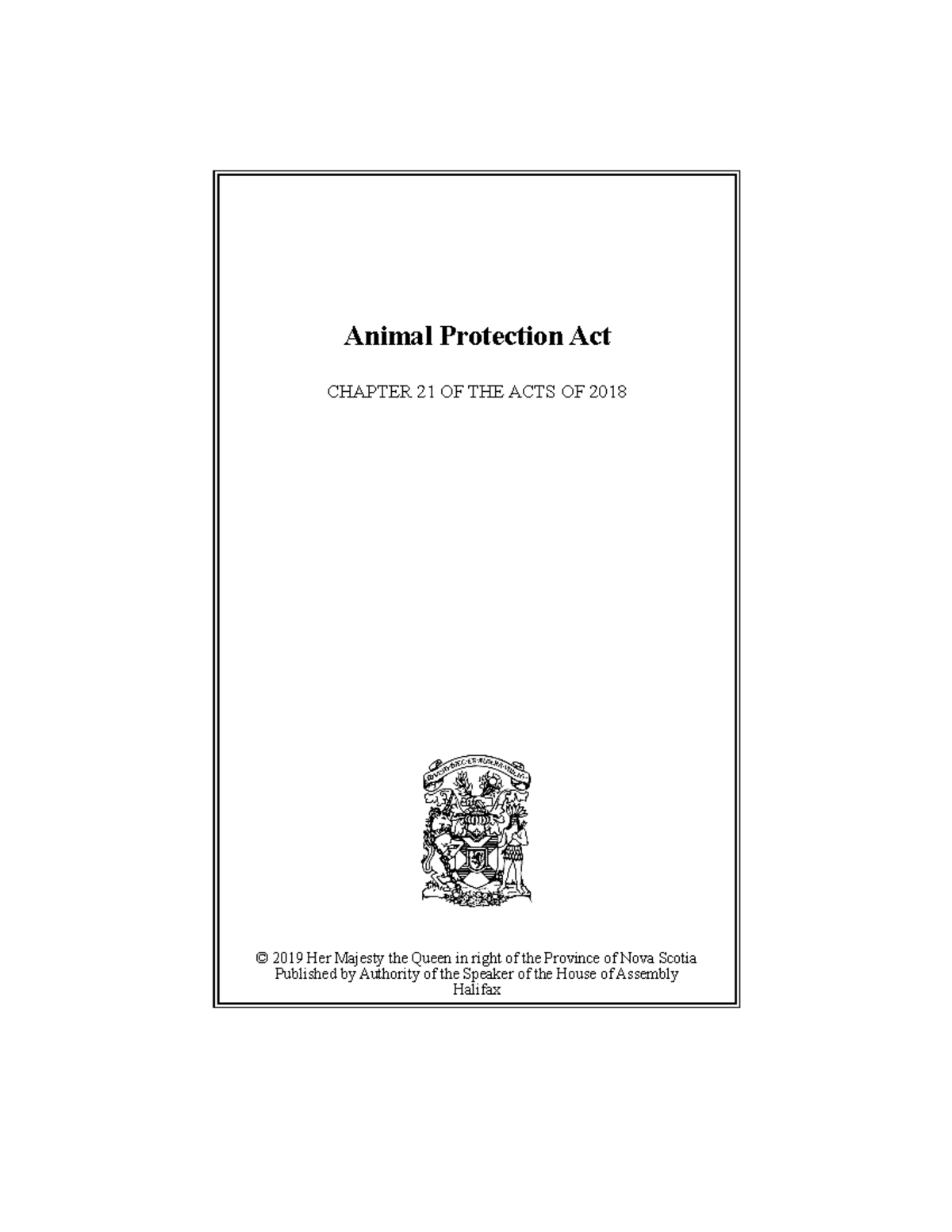 Animal protection - 2 animal protection 2018, c. 21 General Offences ...