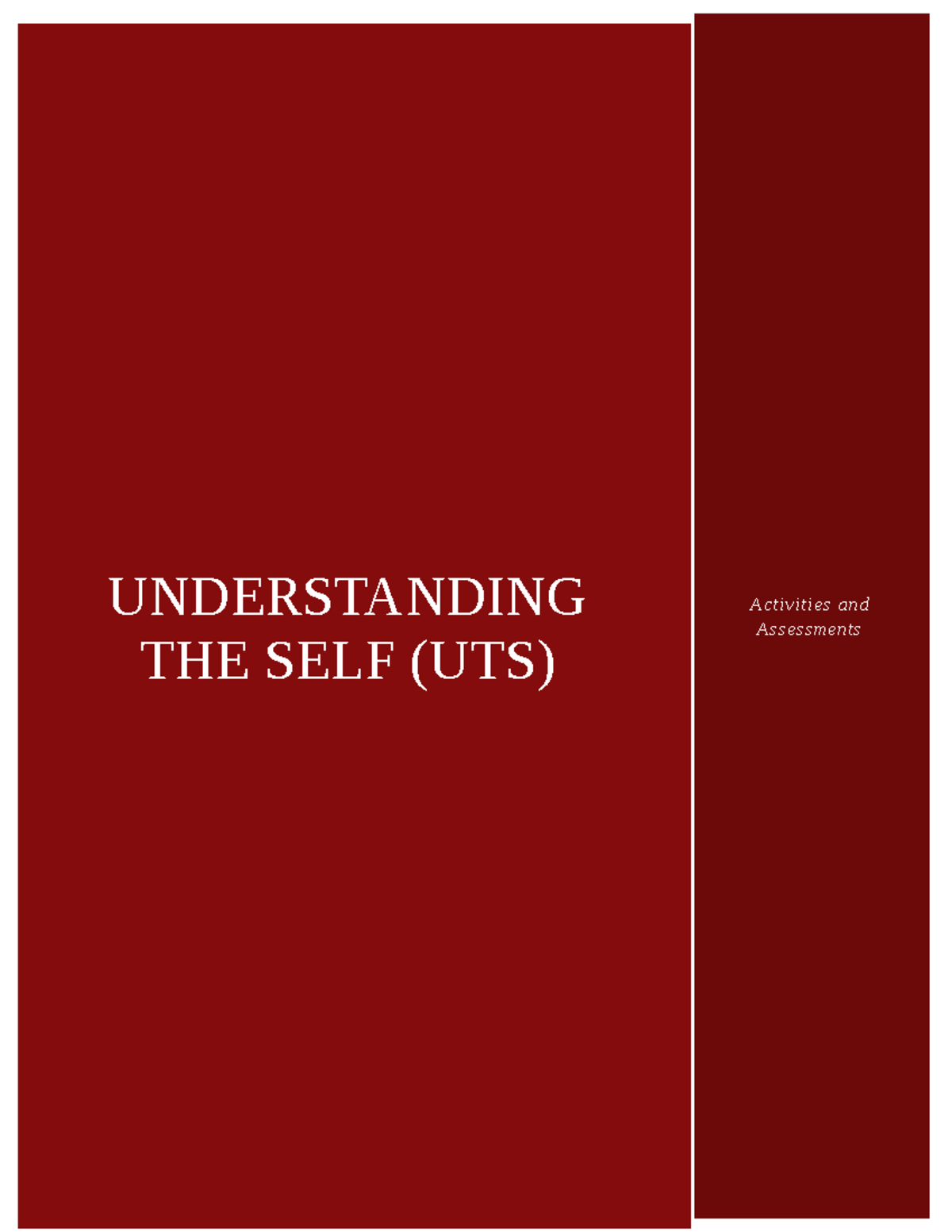 U Nderstanding THE SEL1 - UNDERSTANDING THE SELF (UTS) Activities and ...