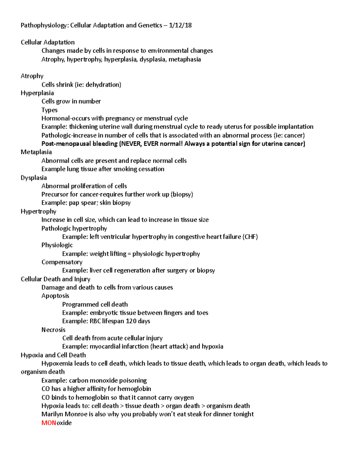 Pathophysiology - Lecture notes Full Semester - Pathophysiology ...