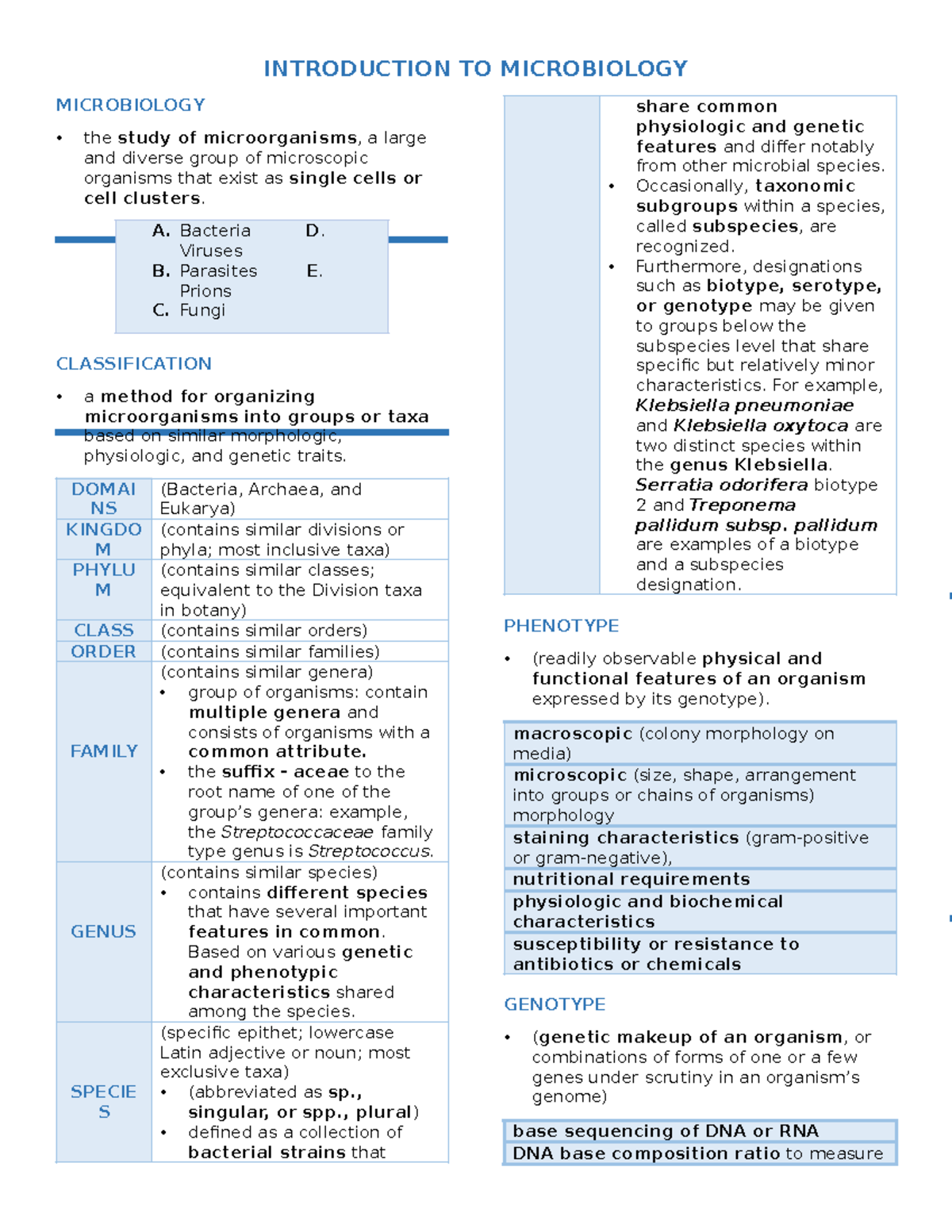 Introduction TO Microbiology - MICROBIOLOGY the study of microorganisms ...