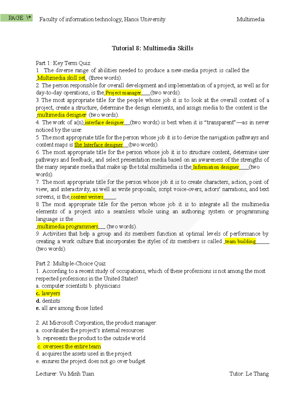 Tut08 2001 040105 Phan Quoc Khanh - Tutorial 8: Multimedia Skills Part ...