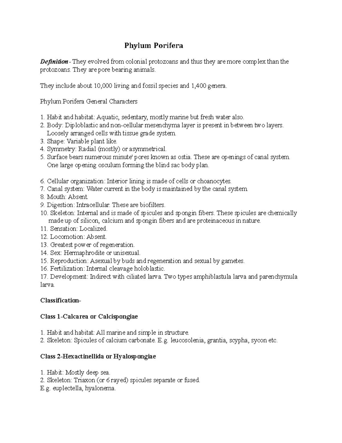 Copy of Phylum Porifera general charecters and classification.docx ...