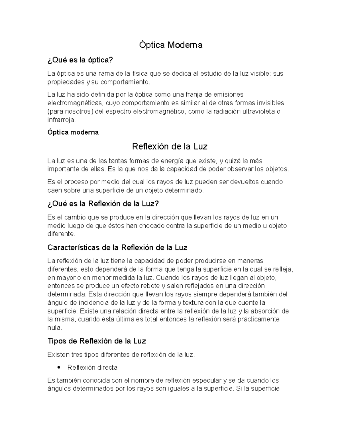 Óptica Moderna - investigación - Óptica Moderna ¿Qué es la óptica? La ...