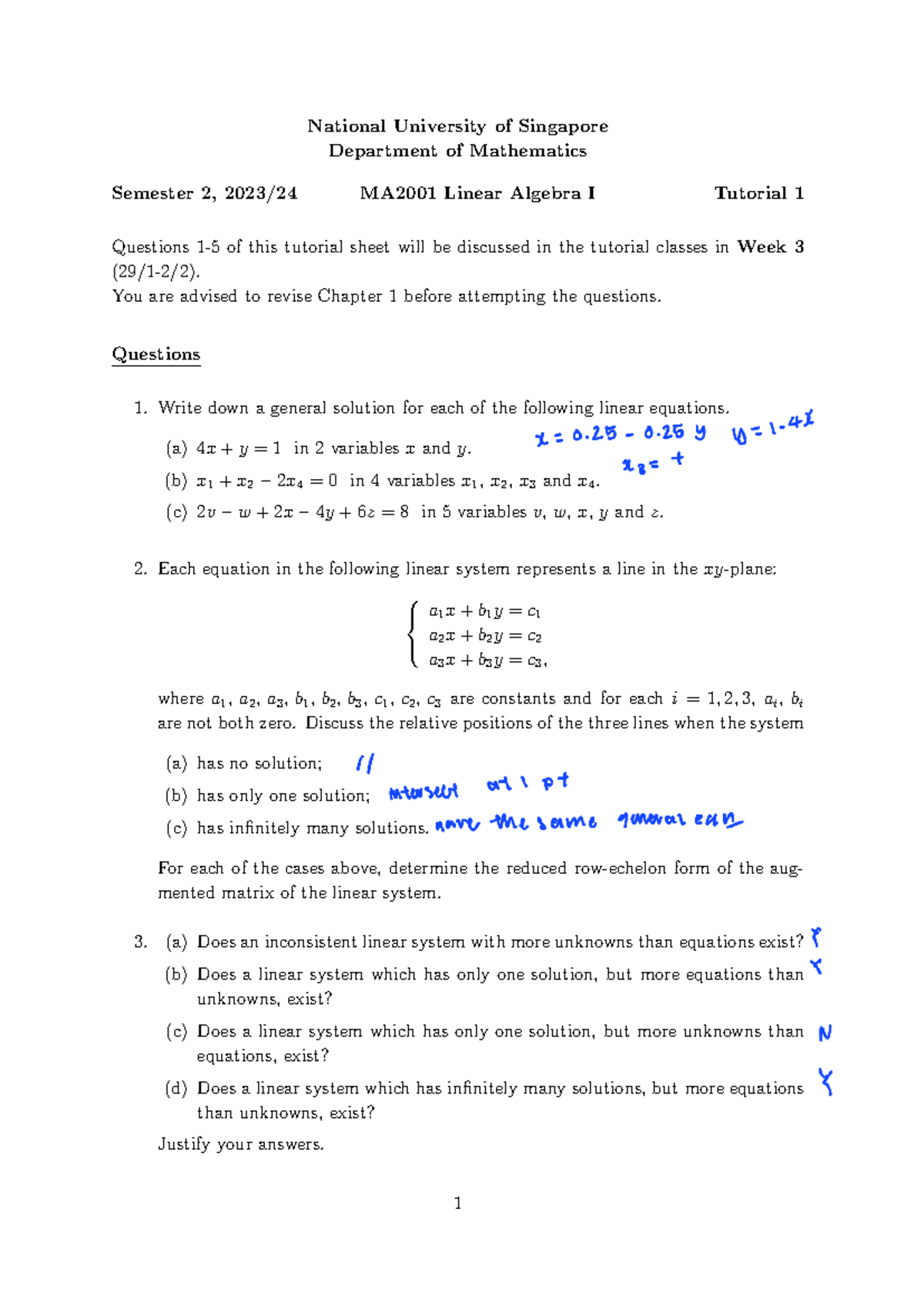Tutorial 1 240201 152739 - National University of Singapore Department ...