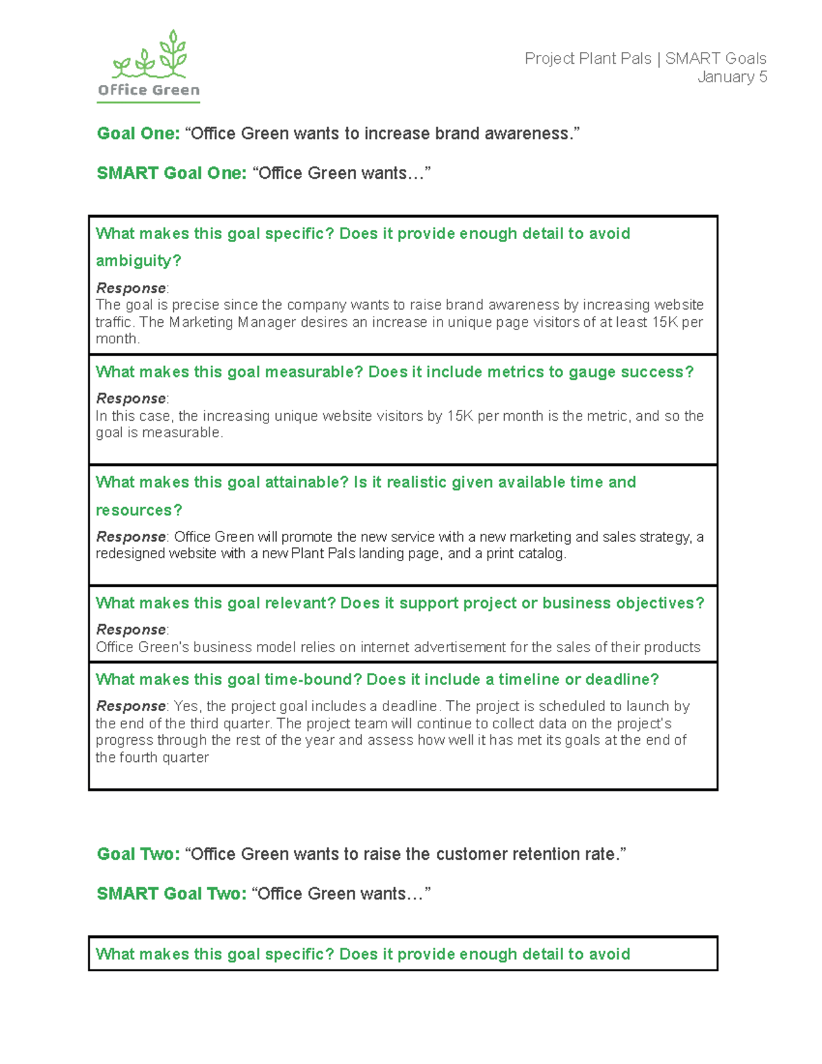 Activity Template Smart goals - Project Plant Pals | SMART Goals ...