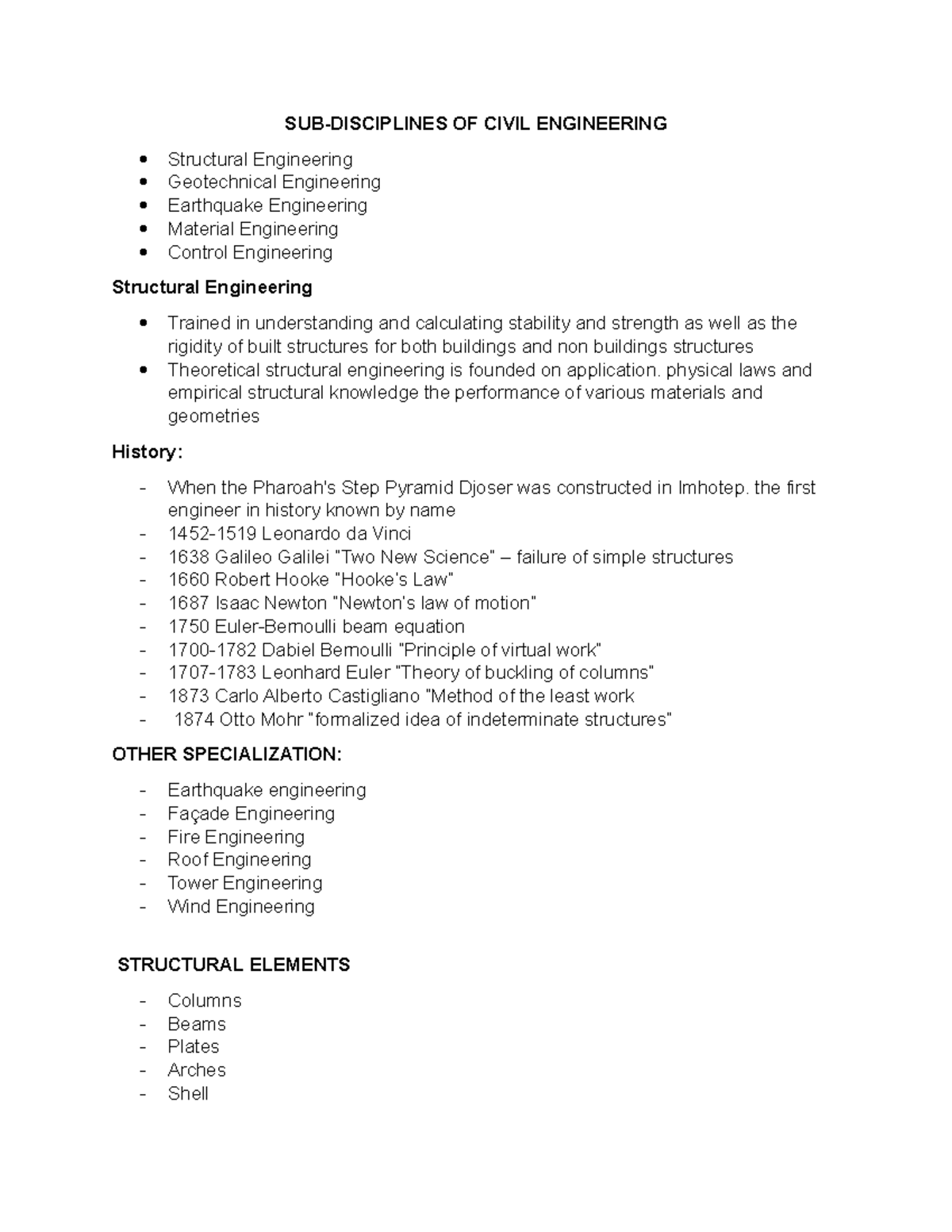 SUB- Disciplines OF Civil Engineering PART 2 - SUB-DISCIPLINES OF CIVIL ...