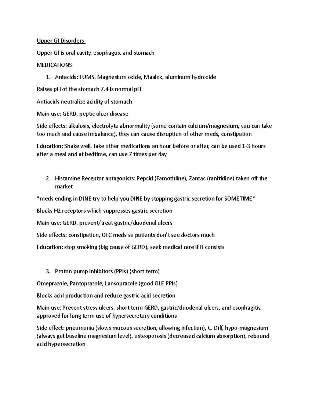 EXAM 4 - Notes regarding GI disorders and disasters - Upper GI ...