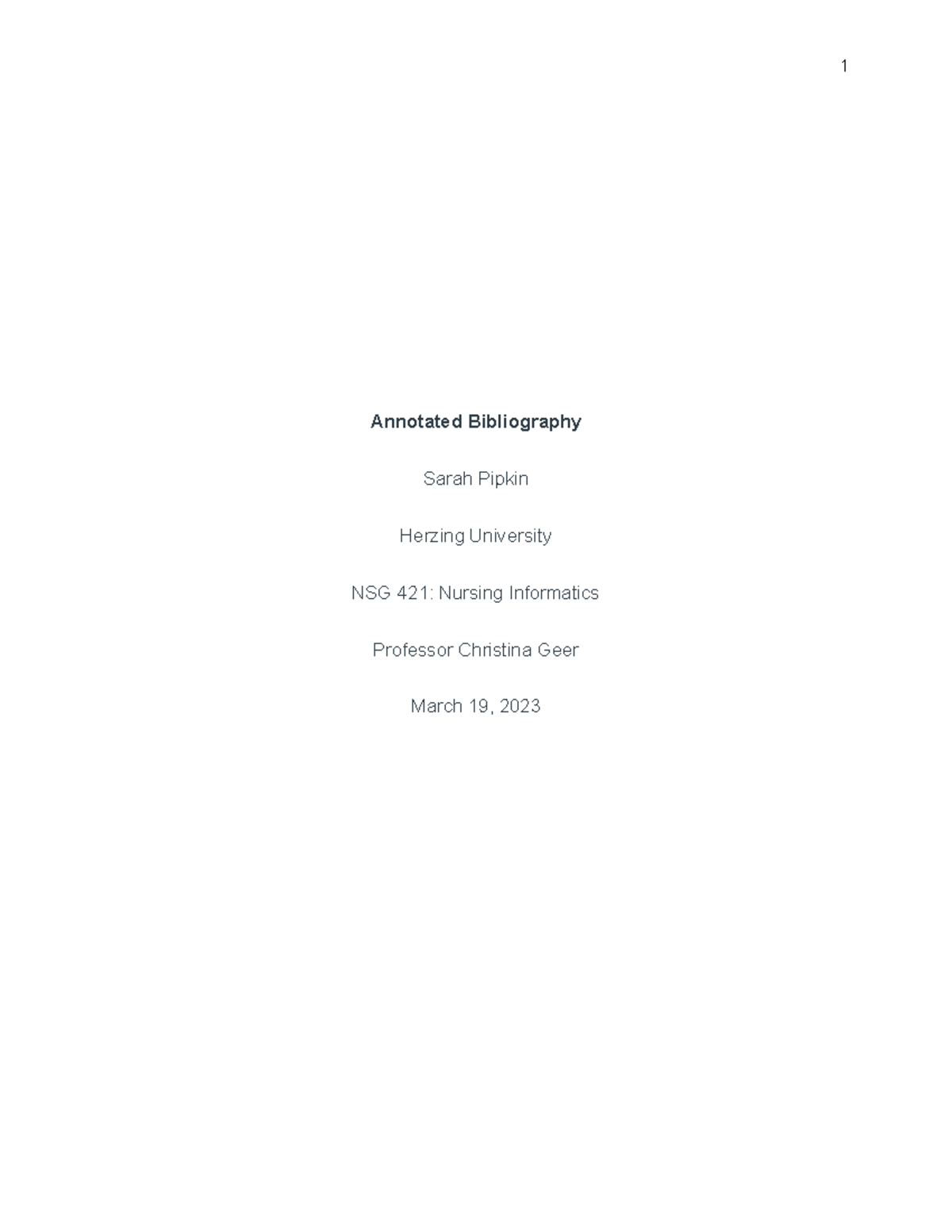 Unit 2 paper - ghugh jgh - Annotated Bibliography Sarah Pipkin Herzing ...