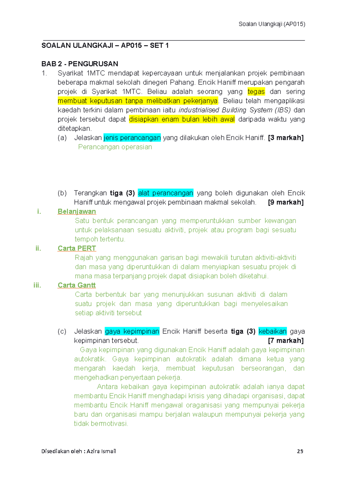 Soalan revision- SET 1 - past year - - Studocu
