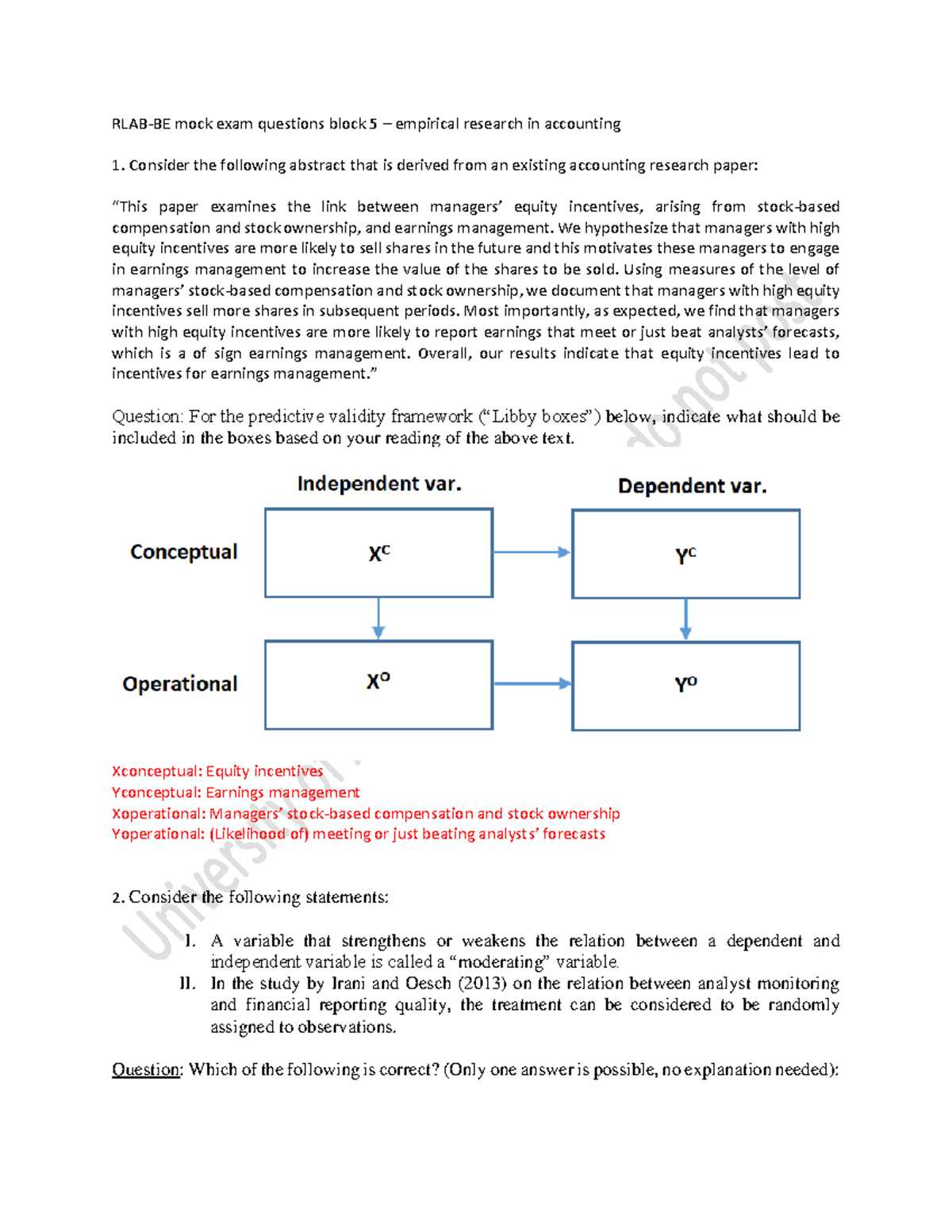 Mock exam 2023 block 5 1803529200 - RLAB-BE mock exam questions block 5 ...