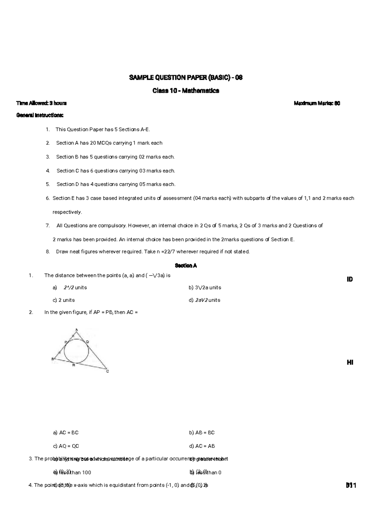Advanced Physical Chemistry chapter 8 - SAMPLE QUESTION PAPER (BASIC ...