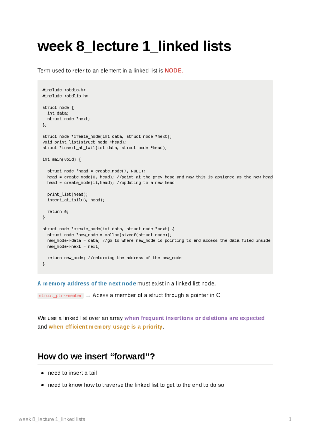 Linked lists - week 8_lecture 1_linked lists 1 week 8_lecture 1_linked lists Term used to refer ...