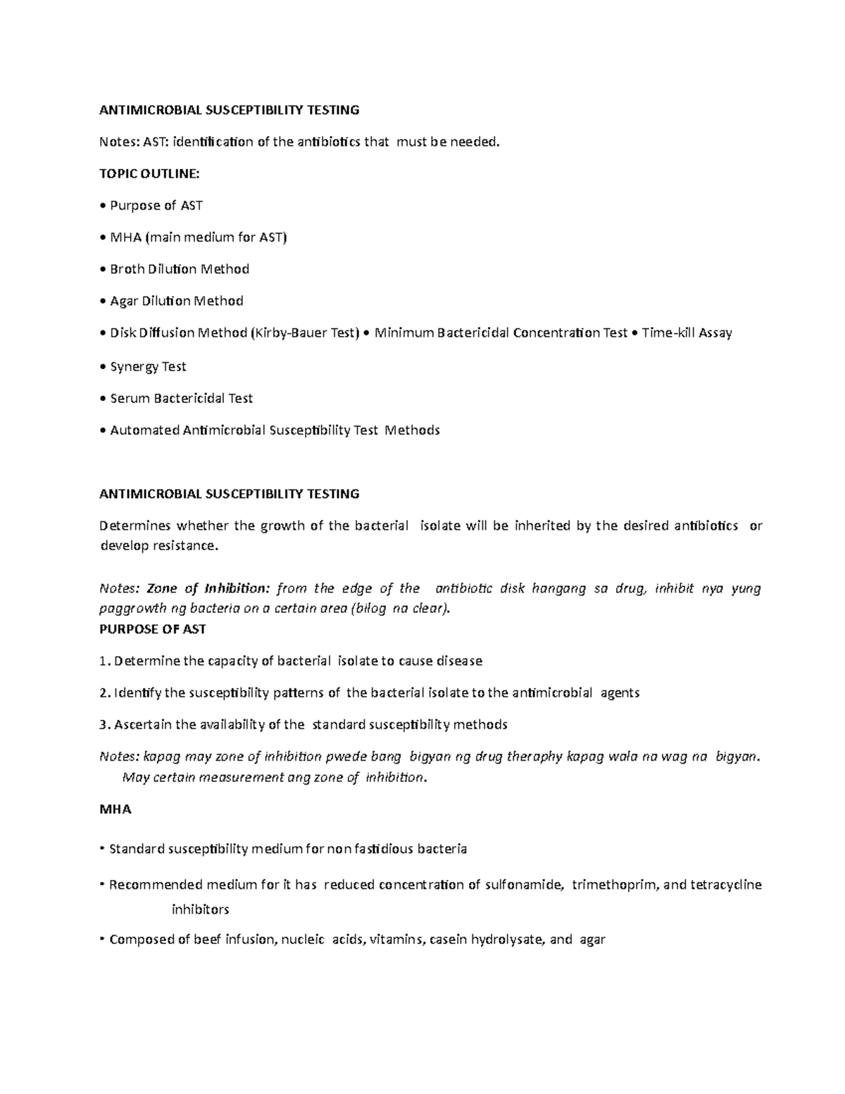 Antimicrobial Susceptibility Testing - ANTIMICROBIAL SUSCEPTIBILITY ...