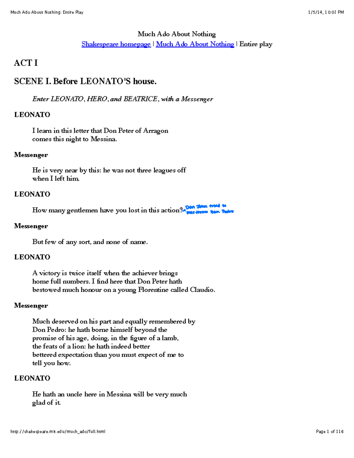 Much+Ado+About+Nothing +Entire+Play - Much Ado About Nothing ...