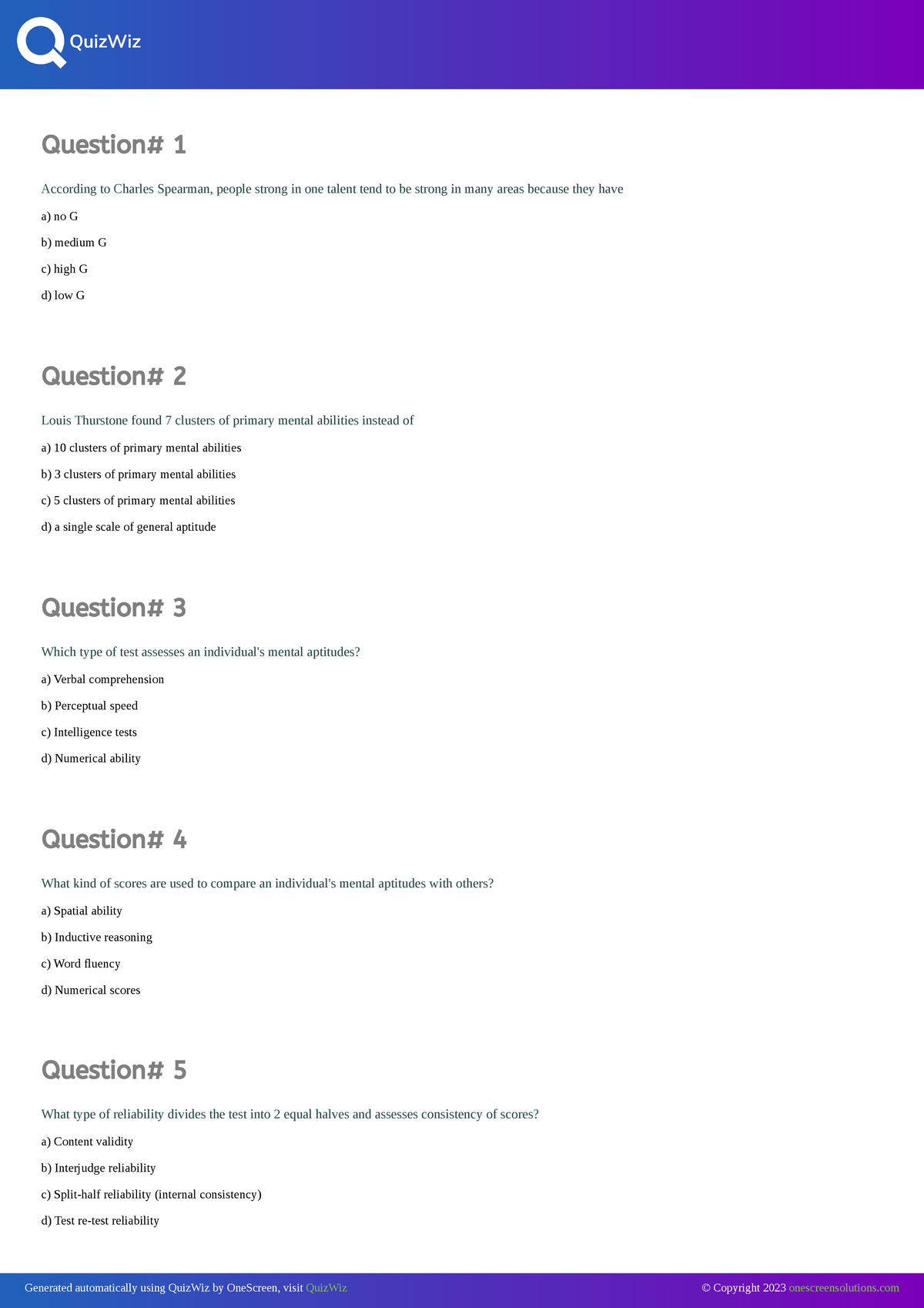 Quiz Wiz 01 31 2024 2 - quiz - Question# 1 According to Charles ...