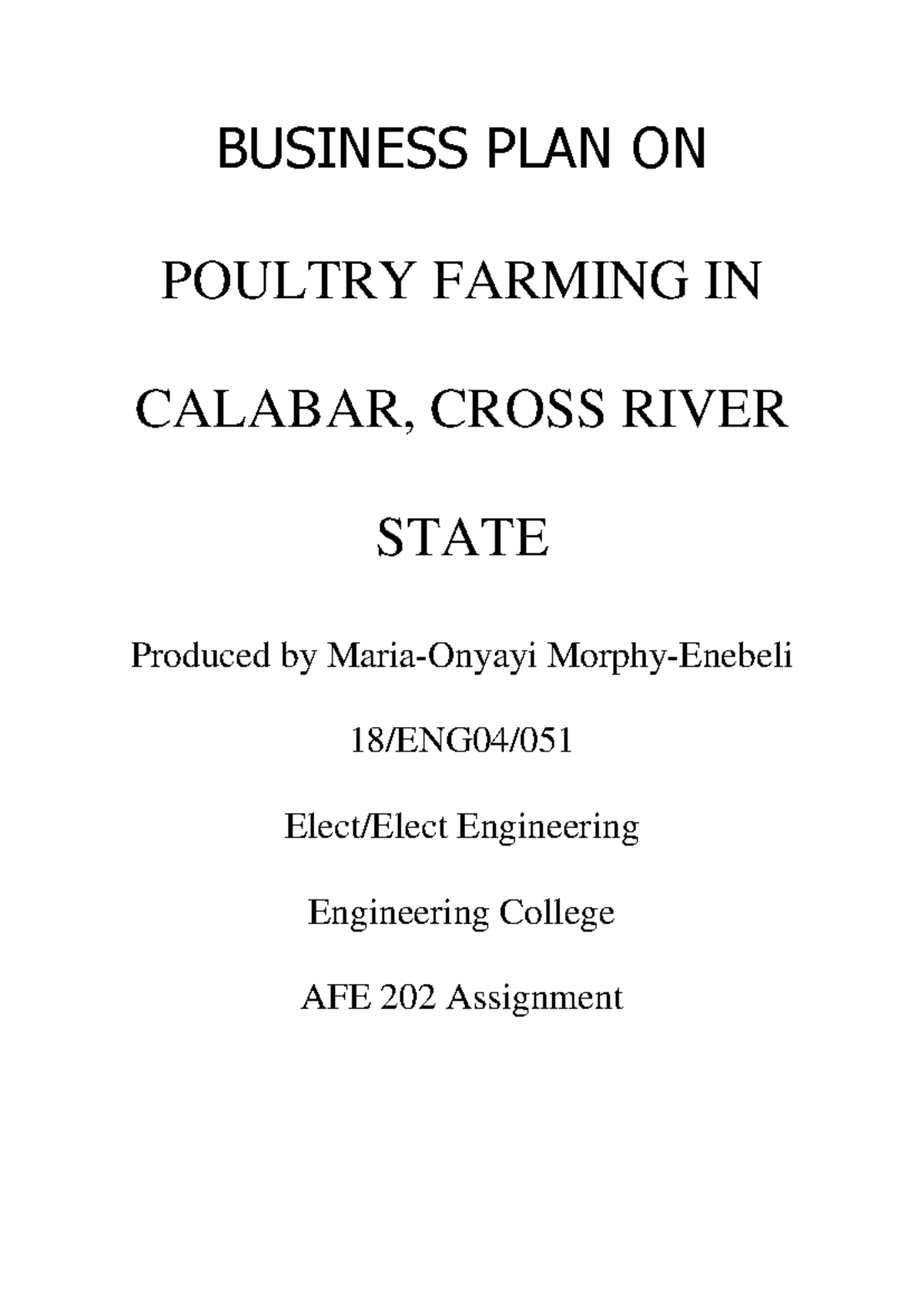 Poultry farming business plan - BUSINESS PLAN ON POULTRY FARMING IN ...