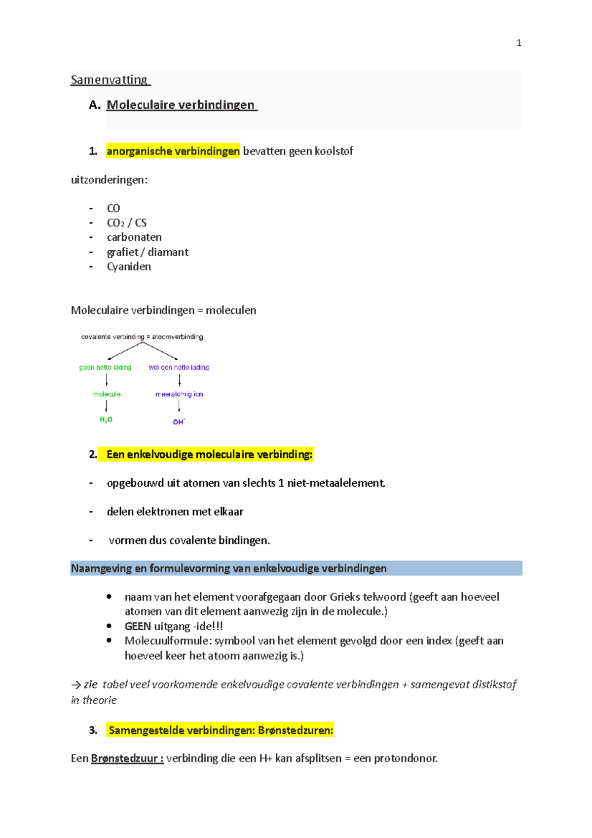Moleculaire verbindingen - Samenvatting A. Moleculaire verbindingen ...