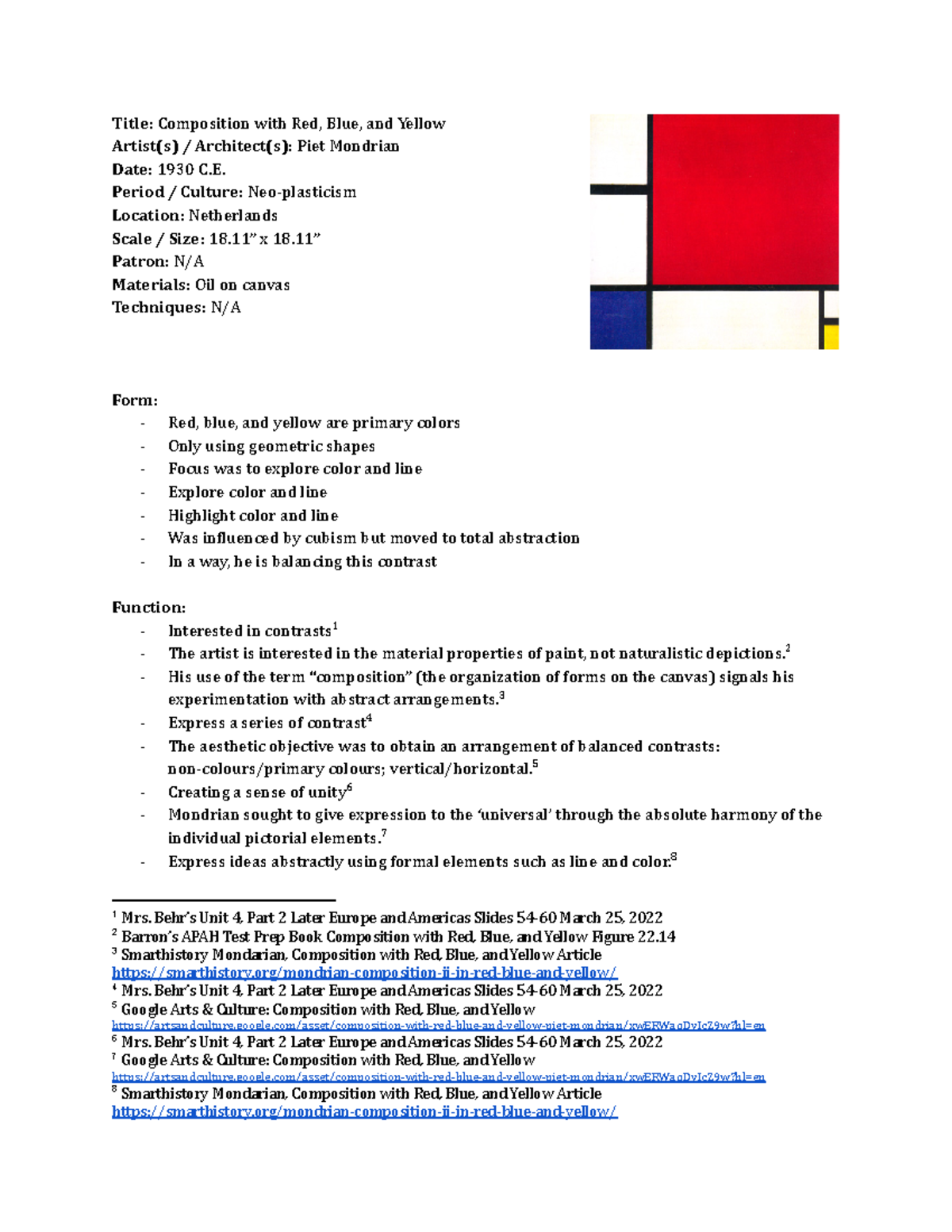 APAH- Study Guide Templates ~ 135-143 - Title: Composition with Red ...