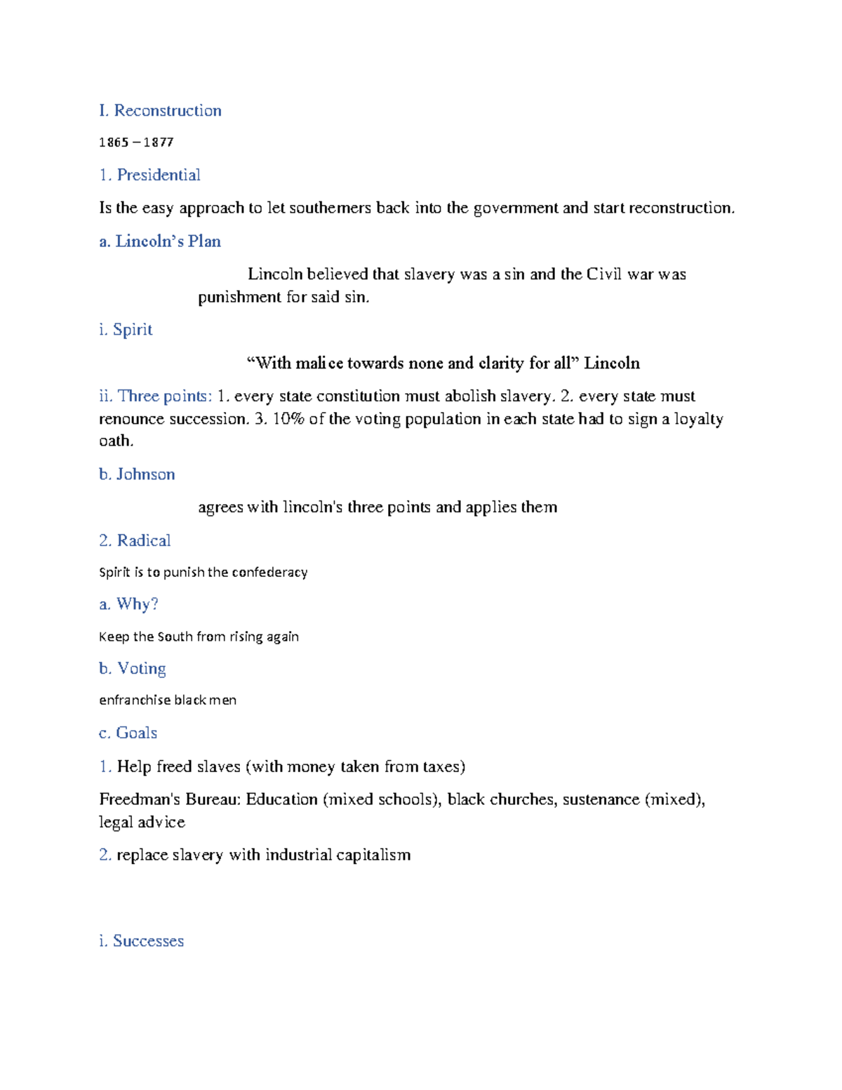 Document 56 - lecture notes - I. Reconstruction 1865 – 1877 1 ...