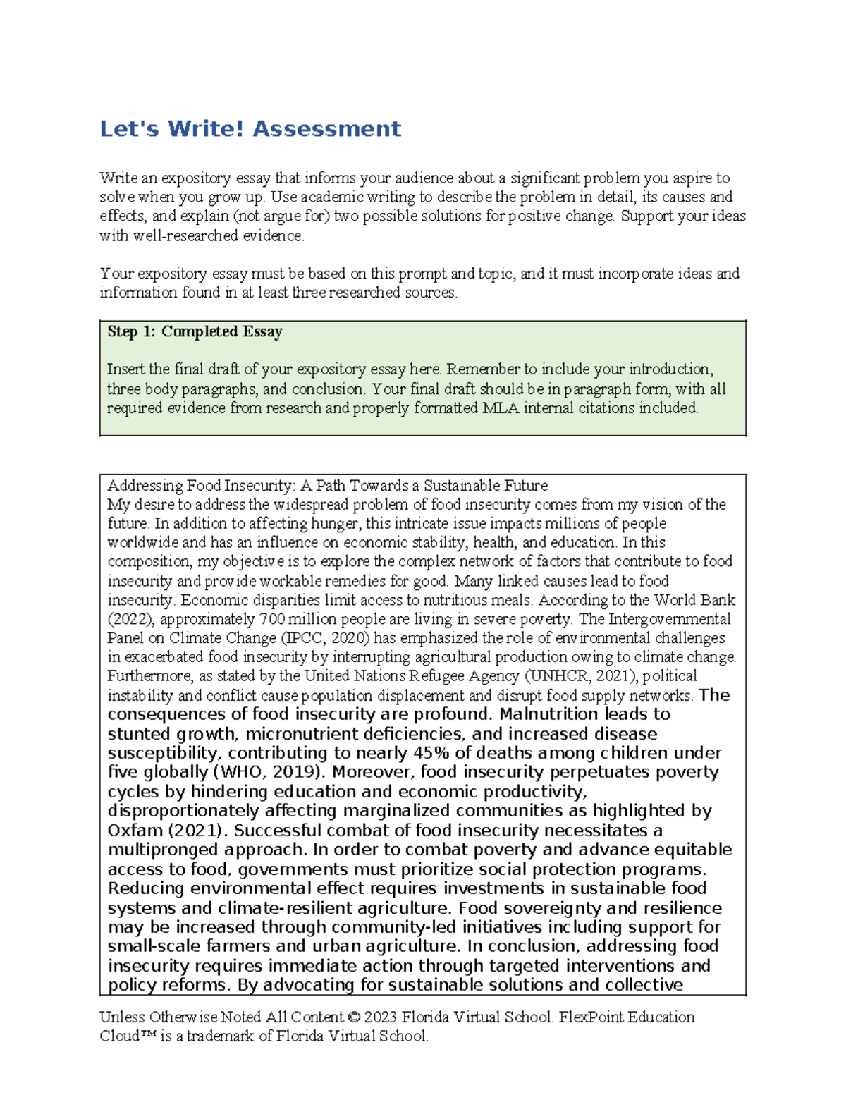 Write assess rubric - Let's Write! Assessment Write an expository essay ...