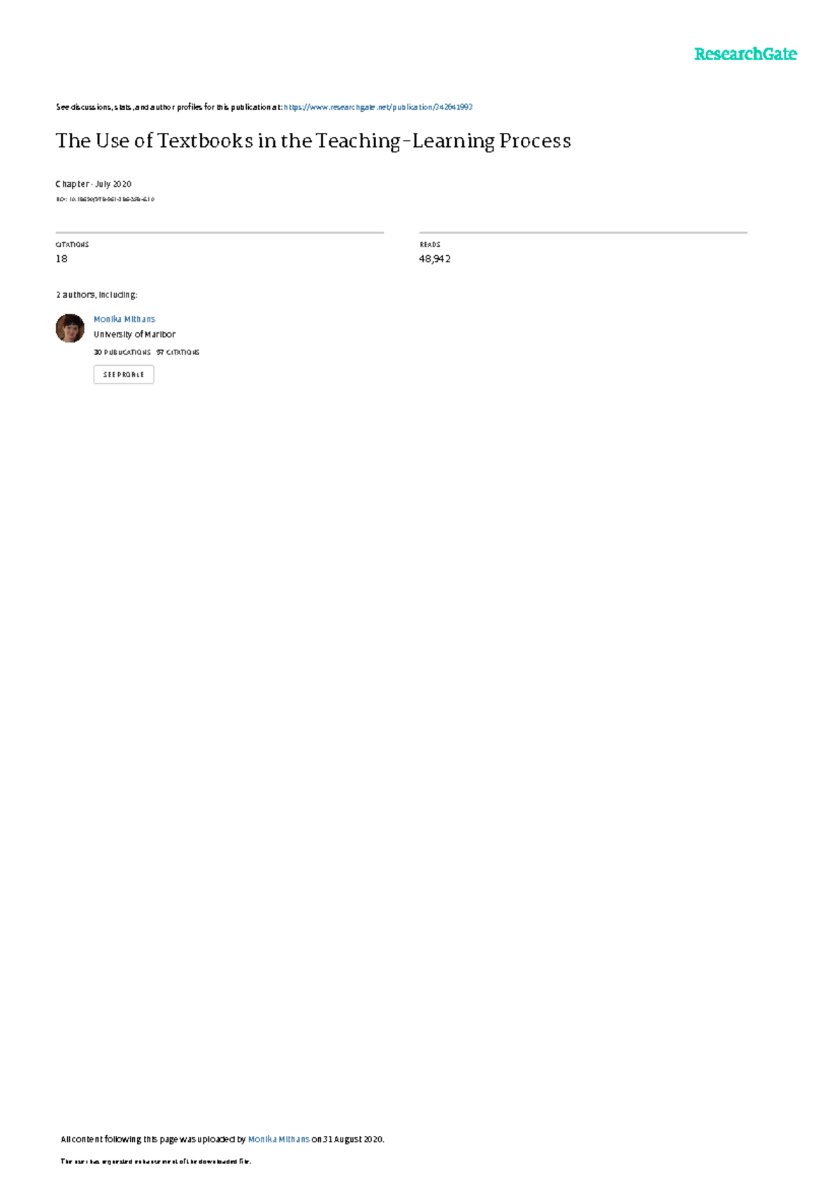 The Useof Textbooksinthe Teaching-Learning Process - See discussions ...