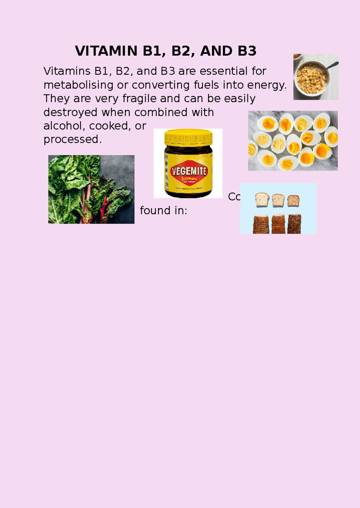Vitamin B1 - VITAMIN B1, B2, AND B Vitamins B1, B2, and B3 are ...