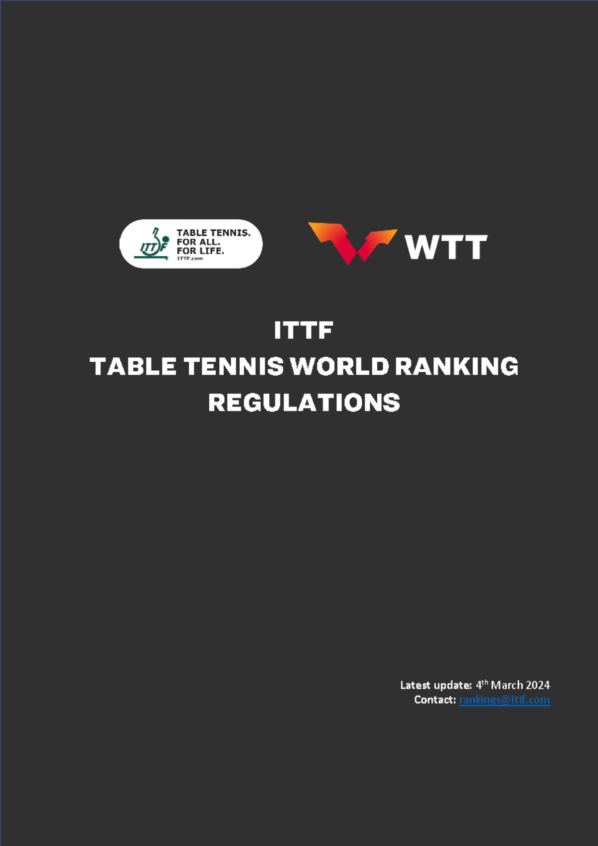 ITTF Table Tennis World Ranking Regulations - Latest update: 4 th March ...