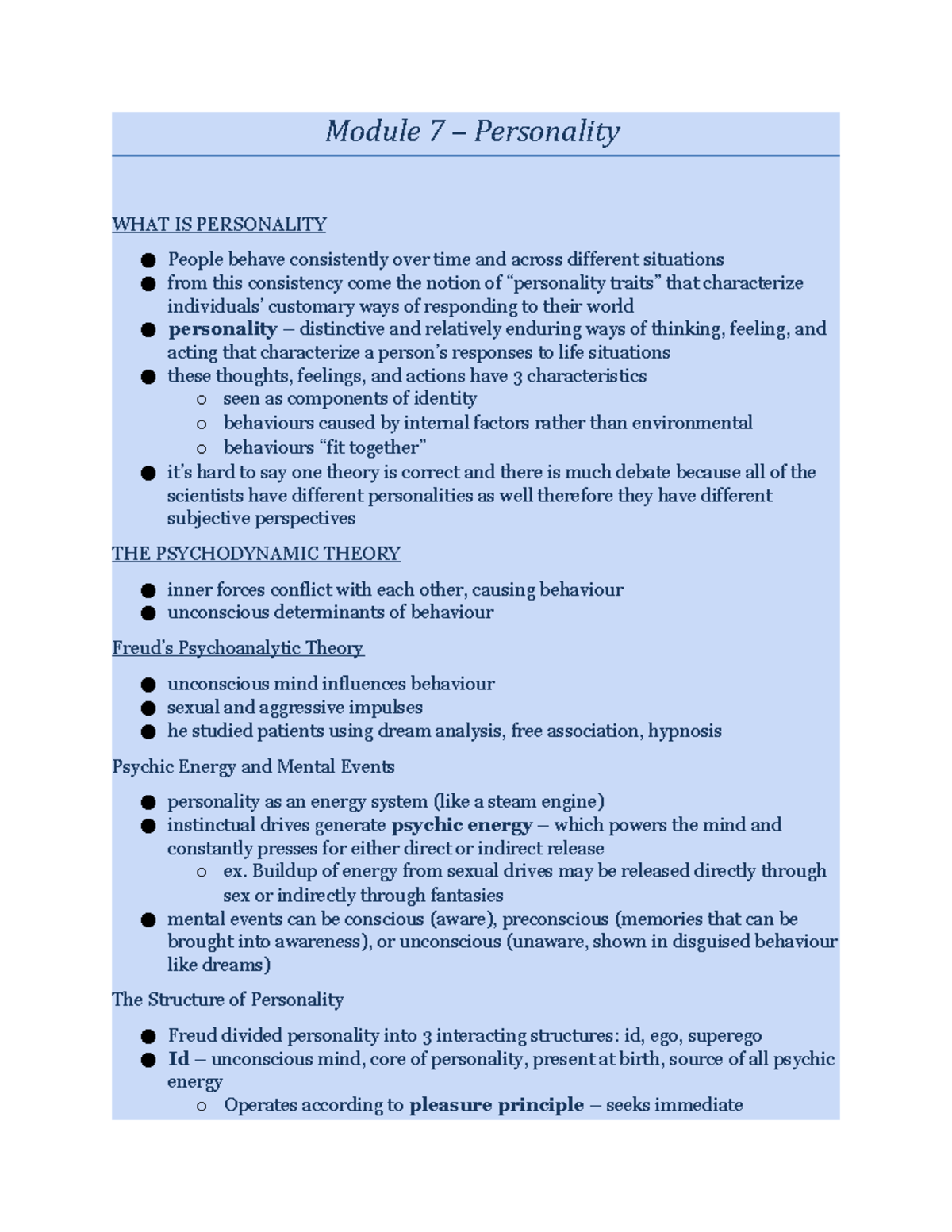 Module 7 – Personality and it's Types - Module 7 – Personality WHAT IS ...
