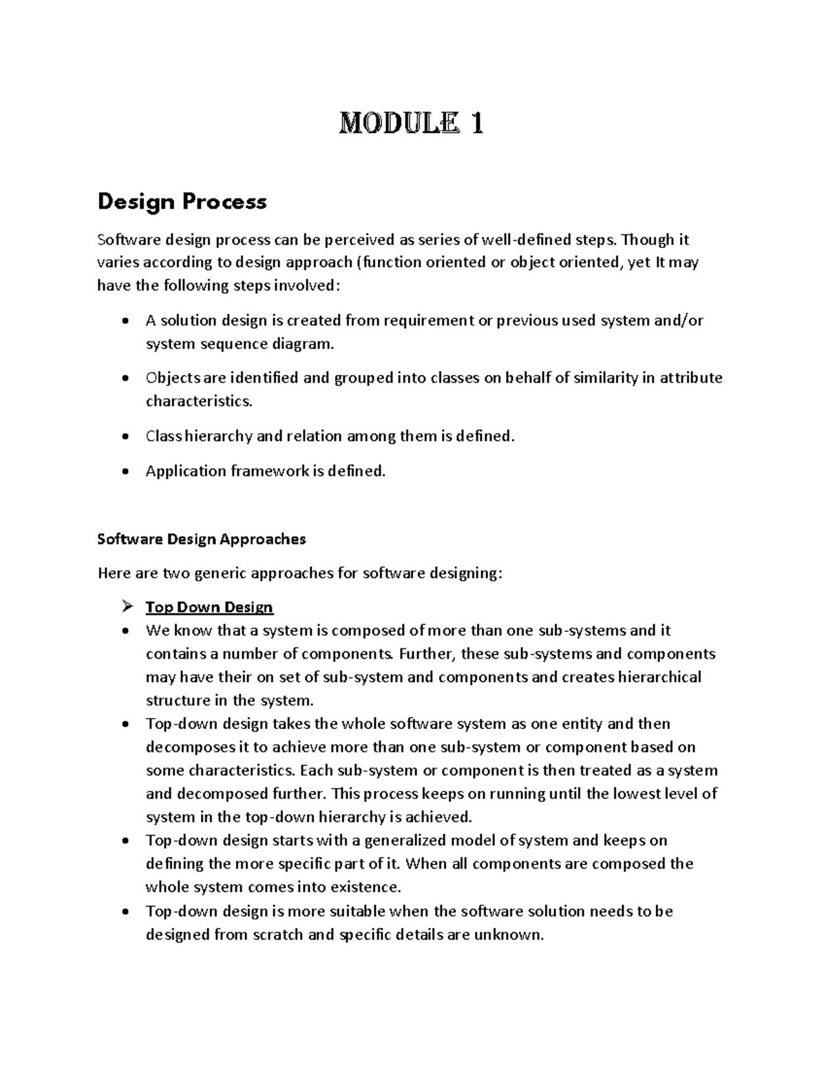 Oop Module 1 Object Oriented Programming Module1 Module 1 Design Process Software Design