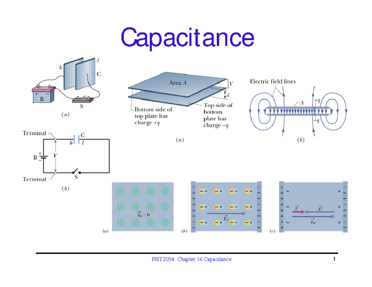 Lecture slides, lecture Capacitance - Capacitance PHY2054: Chapter 16 Capacitance 1 Purpose of ...