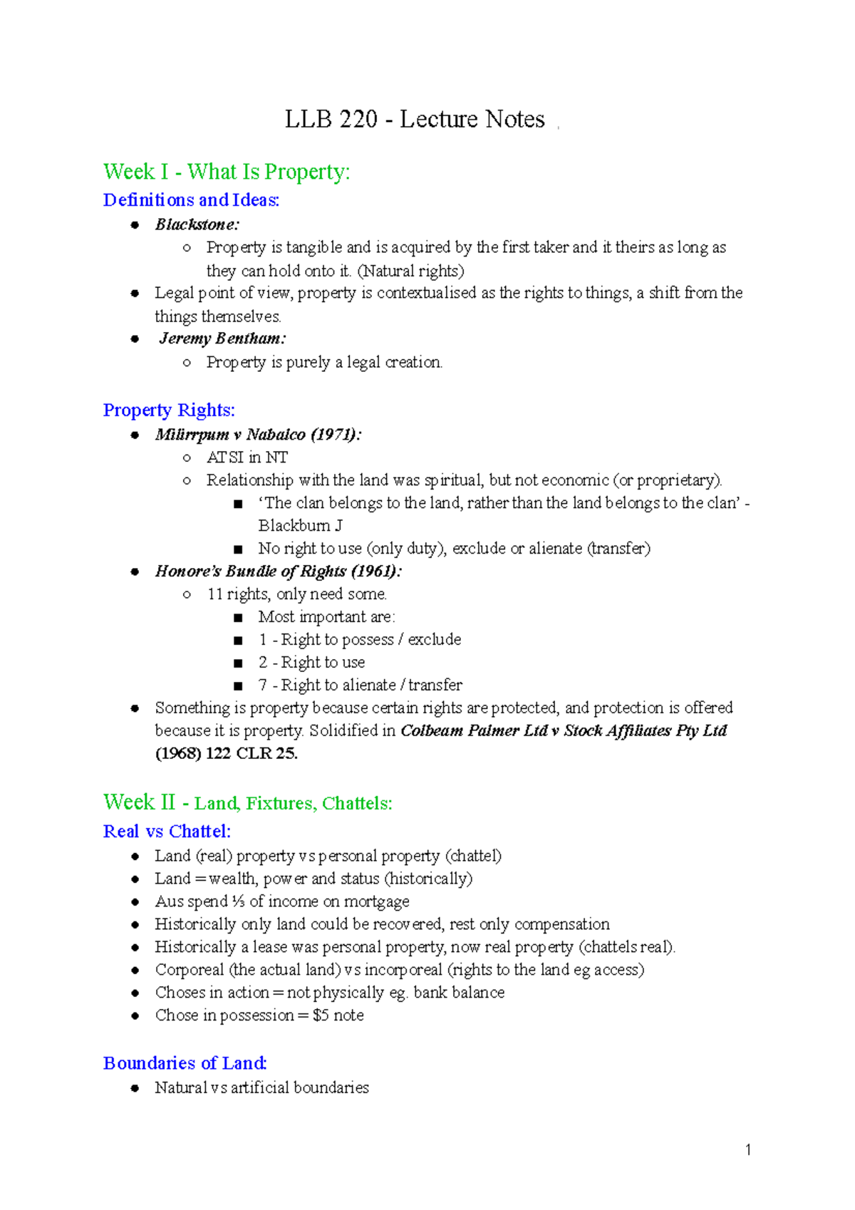 LLB 220 - Lecture Notes - LLB 220 - Lecture Notes Week I - What Is ...