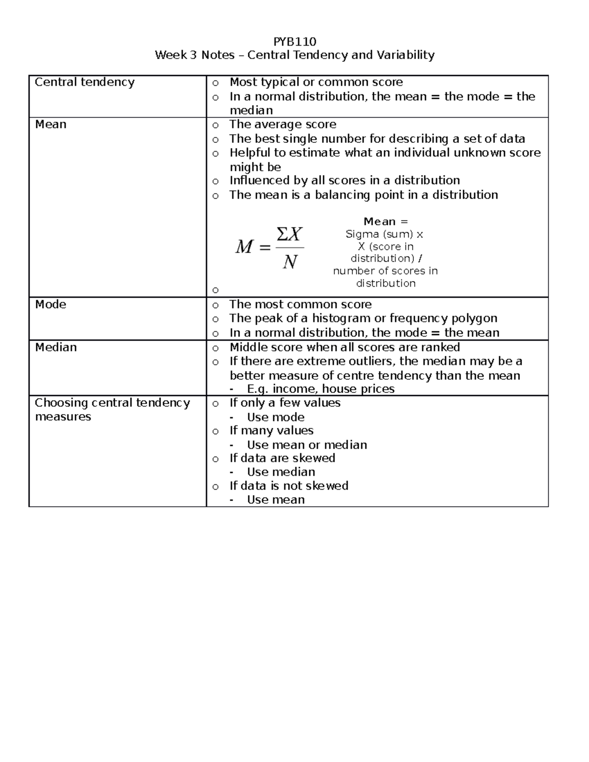 Week 3 Notes - Central Tendency and Variability - PYB Week 3 Notes ...