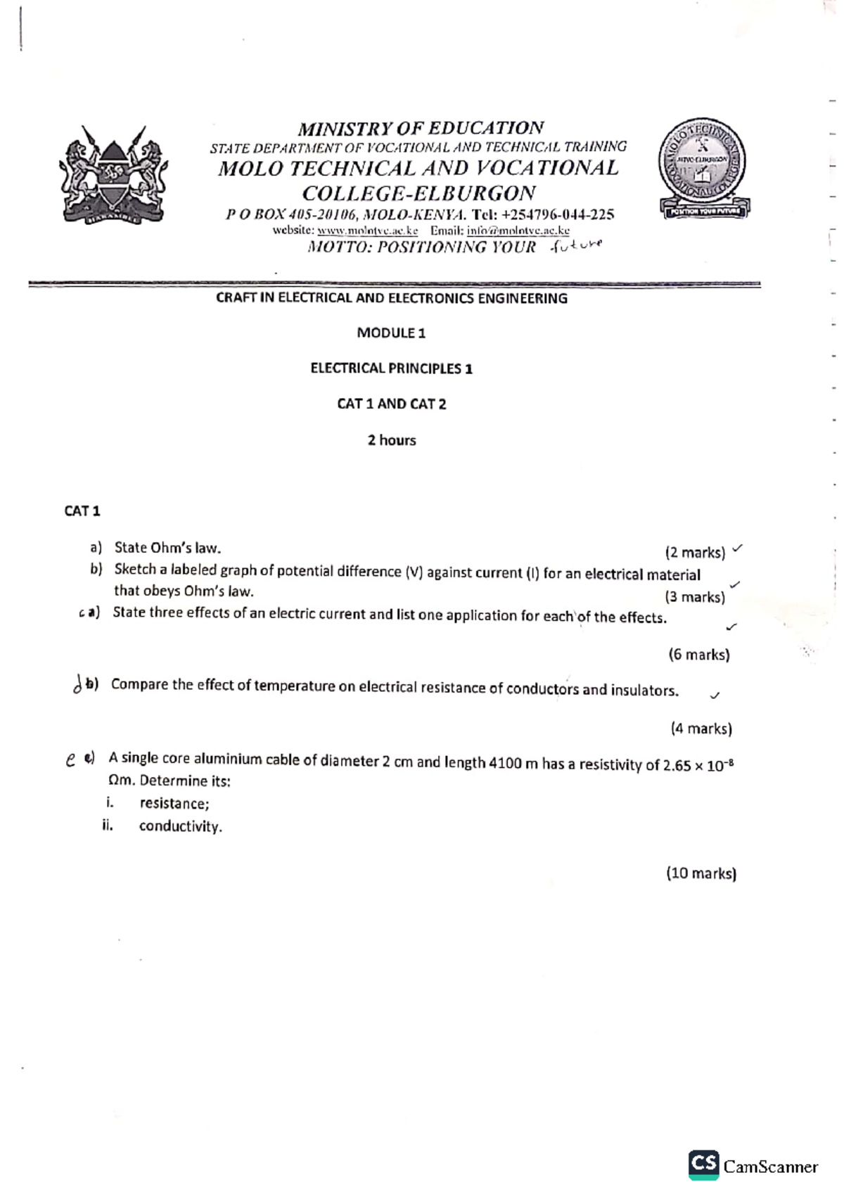 CEE MS22 EP Marking Scheme - Electrical and Electronics Engineering ...