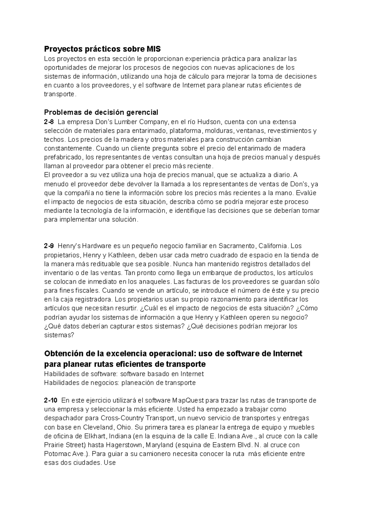 01 Proyectos prácticos sobre MIS - Proyectos prácticos sobre MIS Los ...