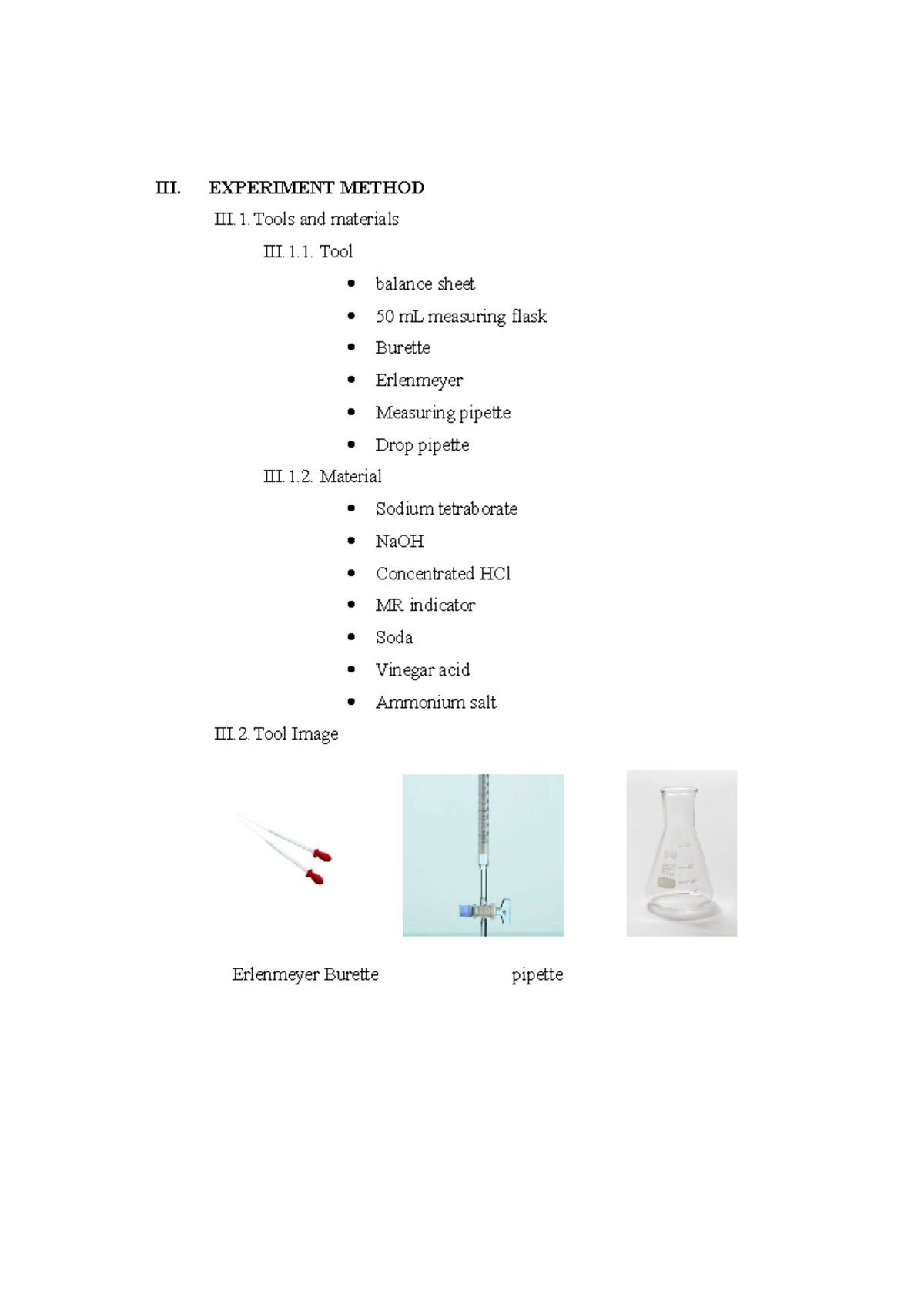 Iiexperiment Method Standarization - III. EXPERIMENT METHOD III.1 and ...